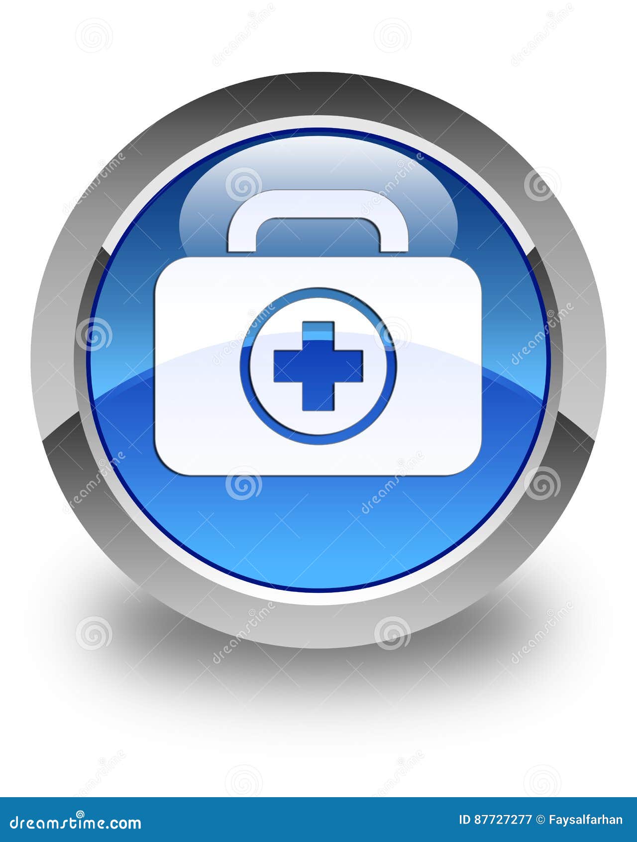 First Aid Kit Icon Glossy Blue Round Button Stock Illustration ...