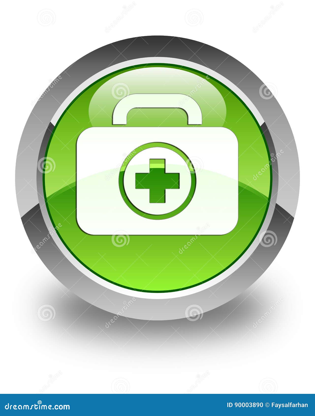 First Aid Kit Icon Glossy Green Round Button Stock Illustration ...