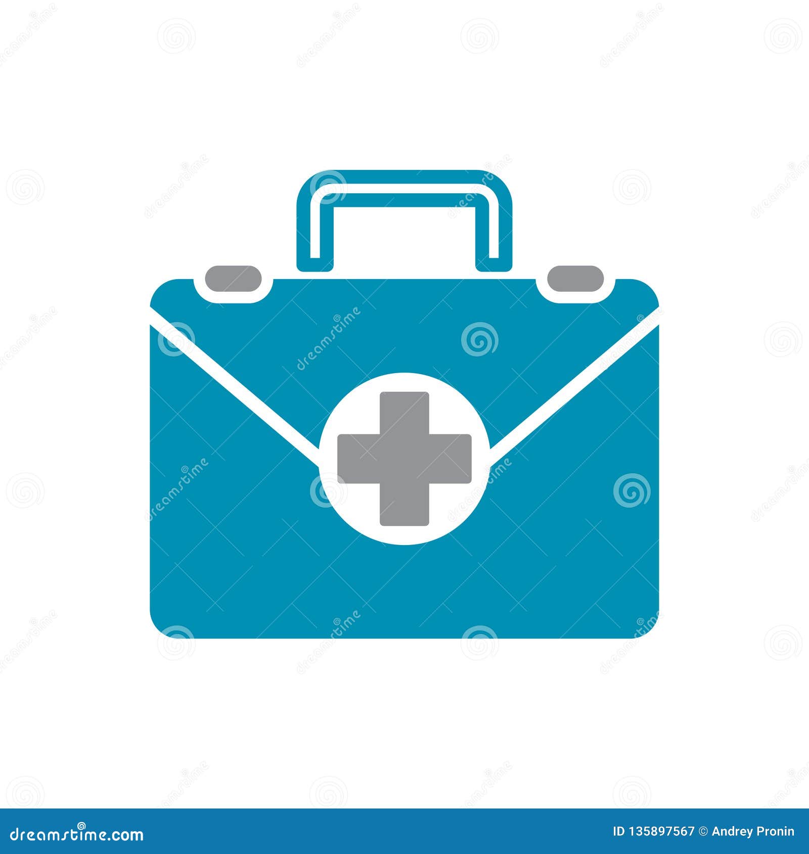 First Aid Kit Icon Grey and Blue on White Background for Graphic and ...