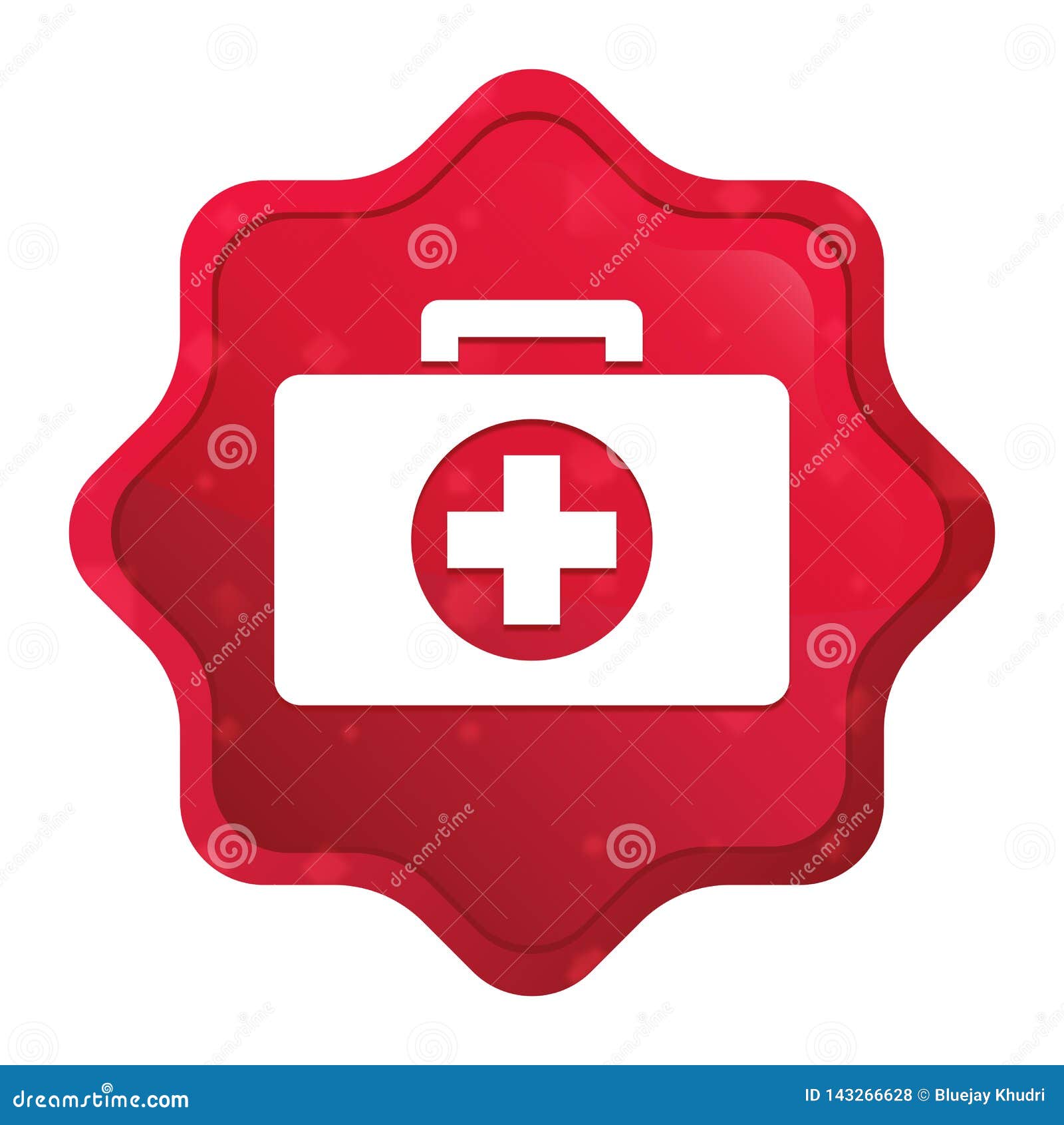 First Aid Kit Icon Misty Rose Red Starburst Sticker Button Stock ...