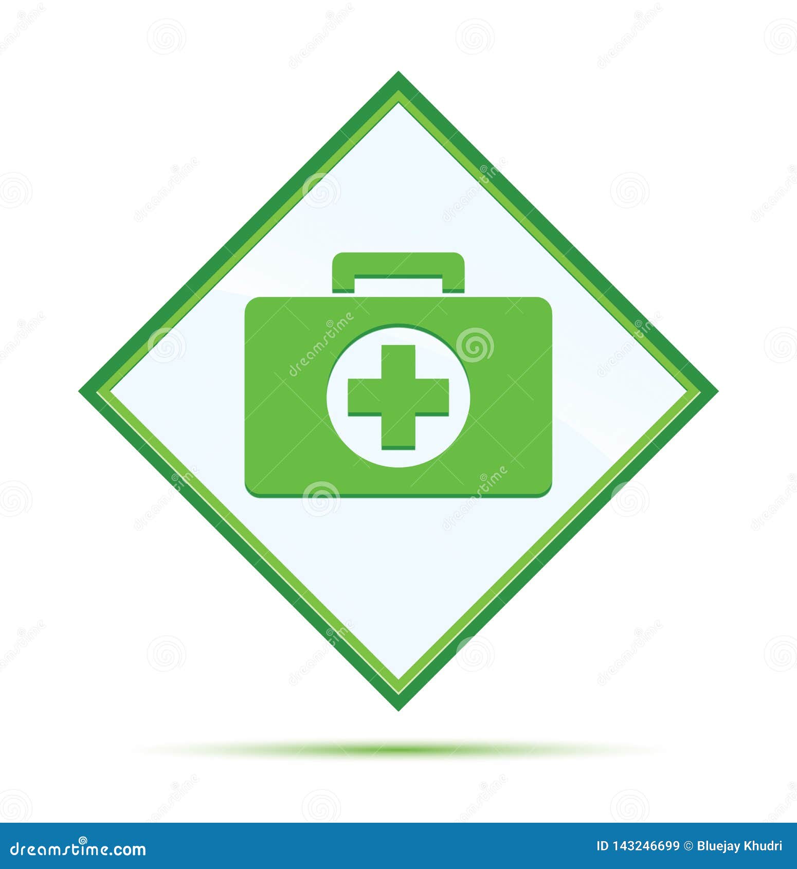 First Aid Kit Icon Modern Abstract Green Diamond Button Stock ...