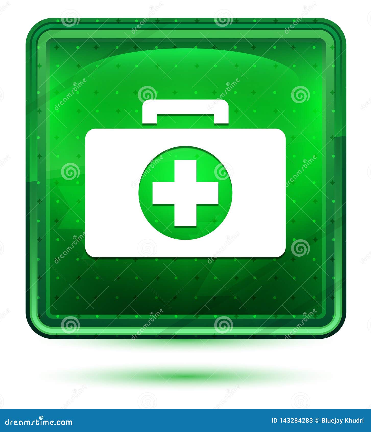 First Aid Kit Icon Neon Light Green Square Button Stock Illustration ...