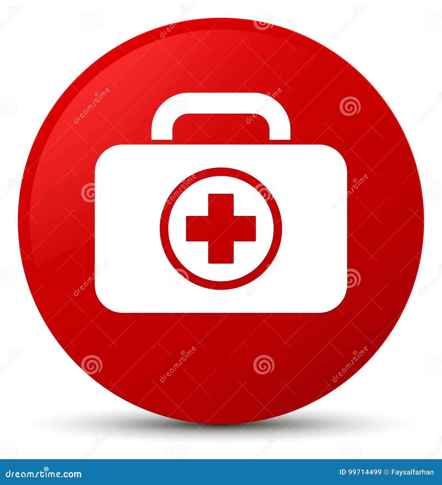First Aid Kit Icon Red Round Button Stock Illustration - Illustration ...