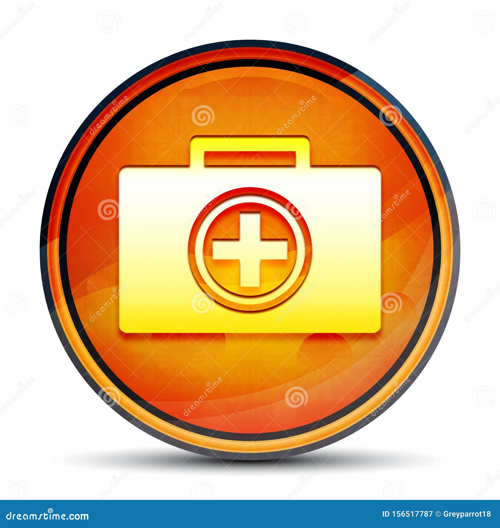 First Aid Kit Icon Shiny Bright Orange Round Button Illustration Stock ...