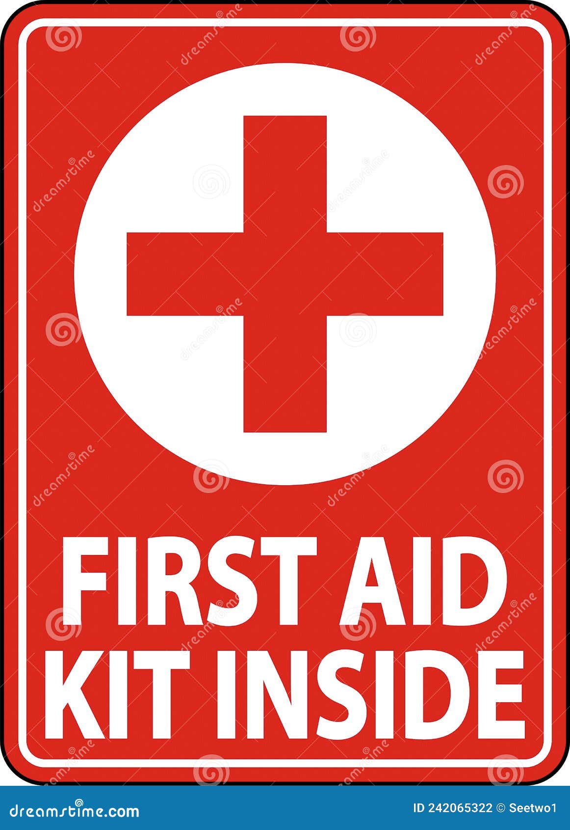 First Aid Kit Inside Sign Label Sign on White Background Editorial ...