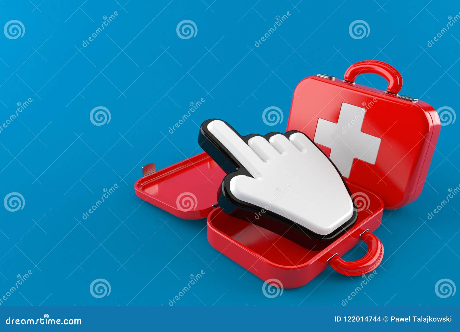 First Aid Kit with Internet Cursor Stock Illustration - Illustration of ...