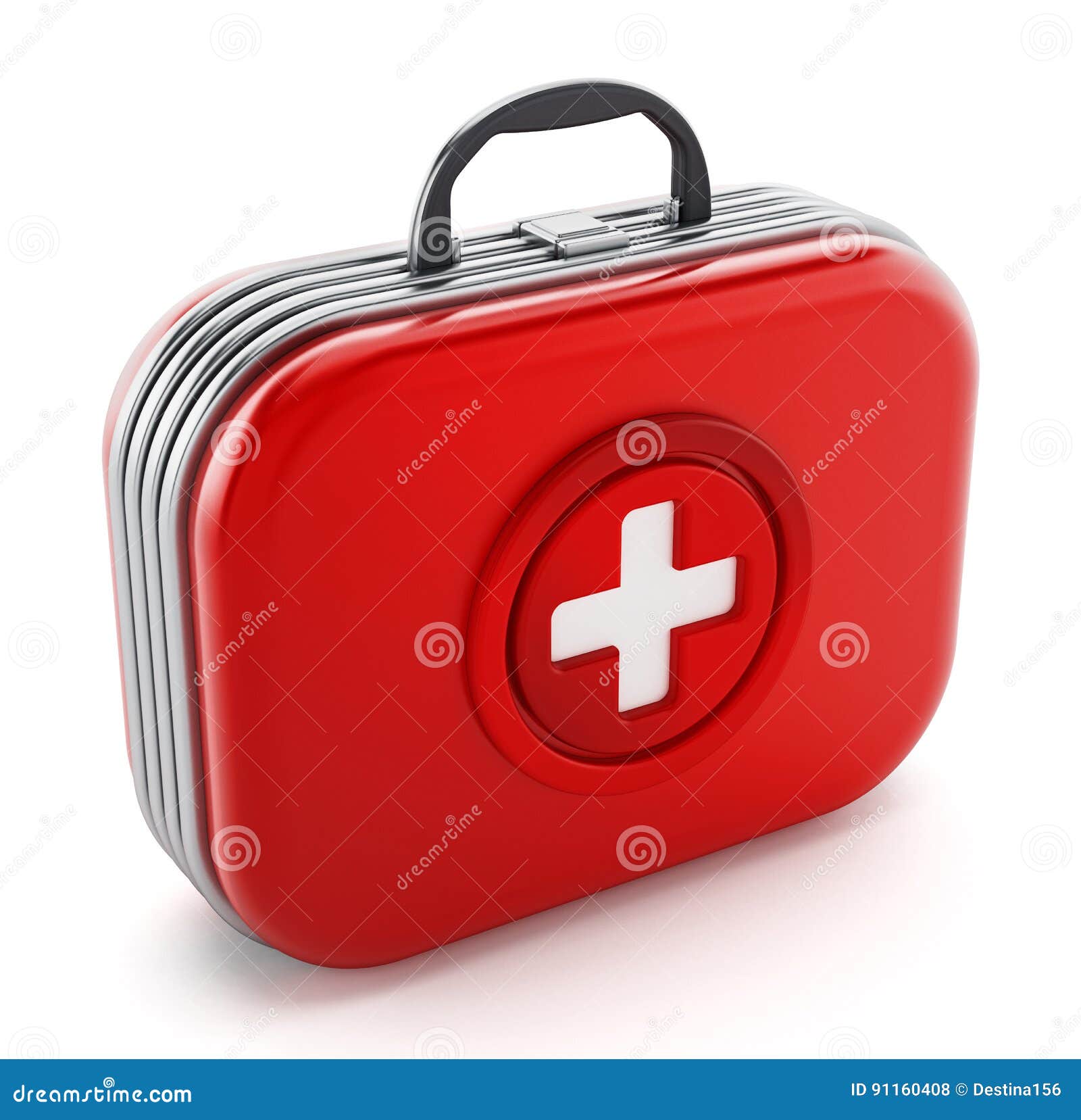 First Aid Kit Isolated on White Background. 3D Illustration Stock ...