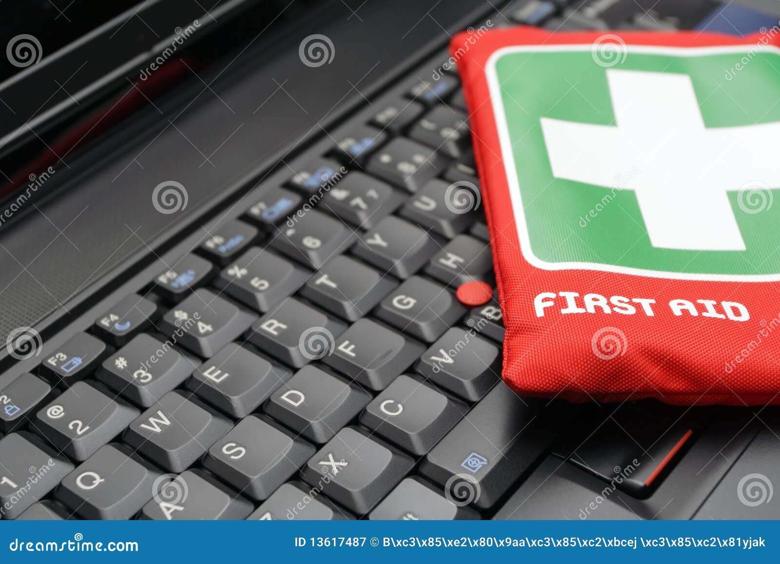 First Aid Kit on Laptop Keyboard Stock Image - Image of idea ...