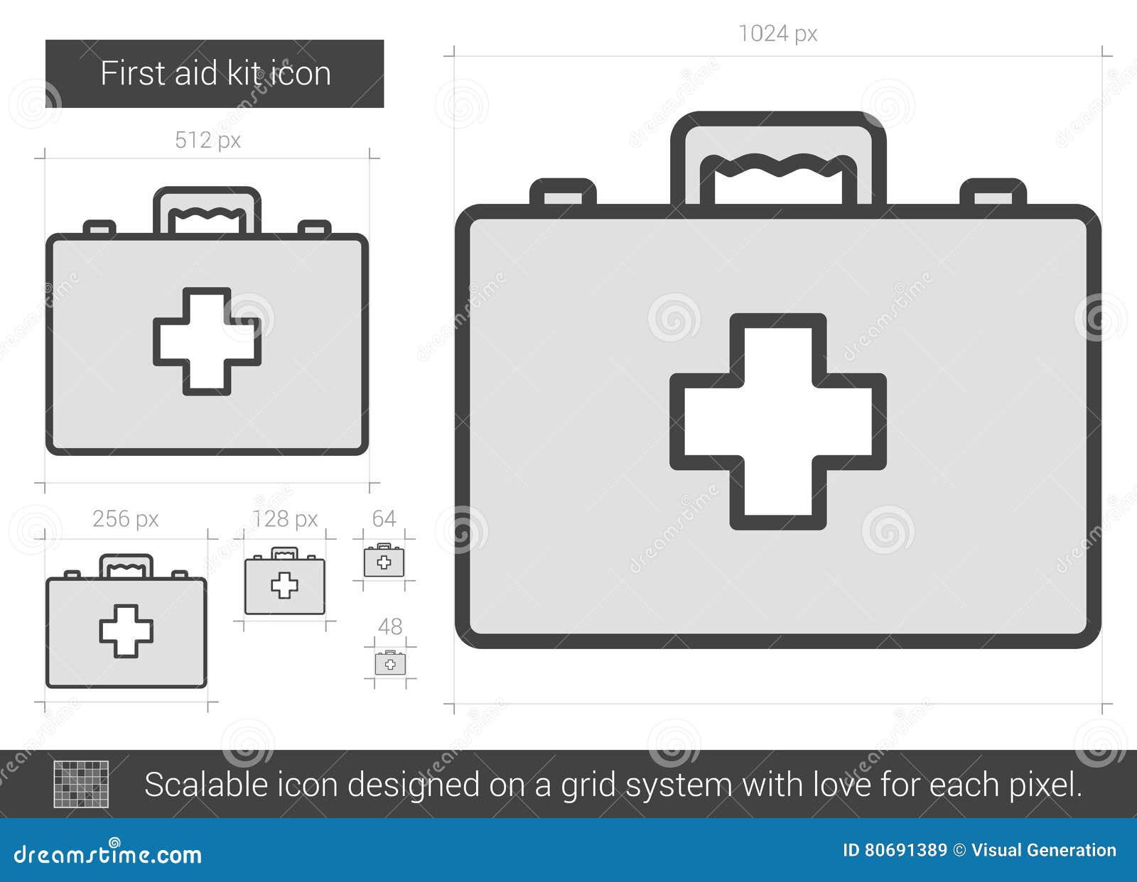 First aid kit line icon. stock vector. Illustration of equipment - 80691389