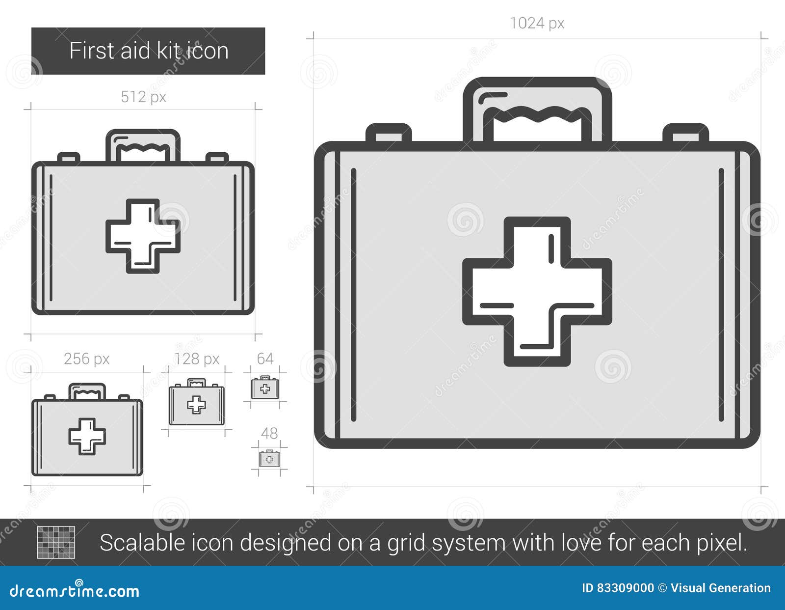 First aid kit line icon. stock vector. Illustration of case - 83309000