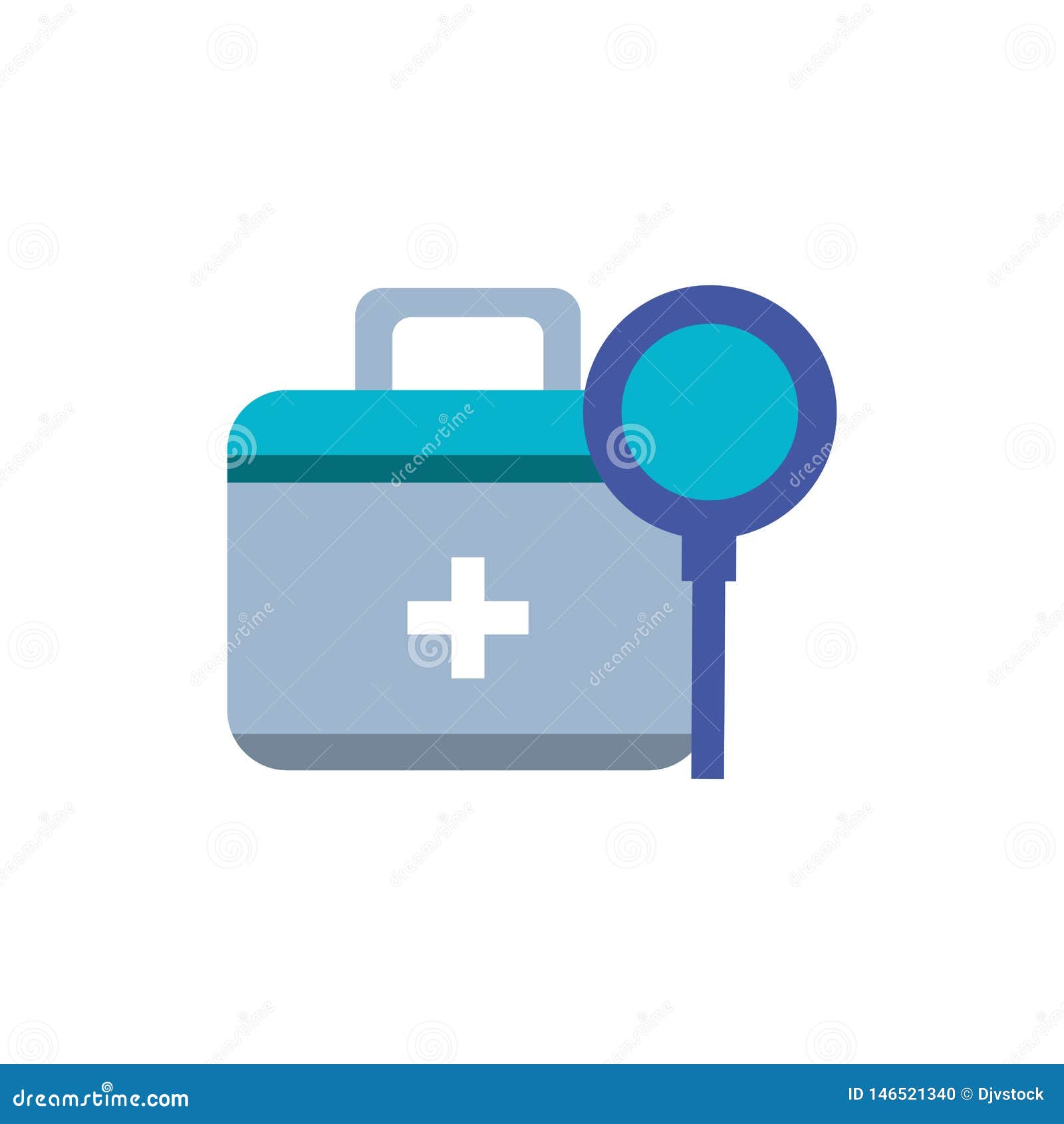 First Aid Kit with Magnifying Glass Stock Illustration - Illustration ...