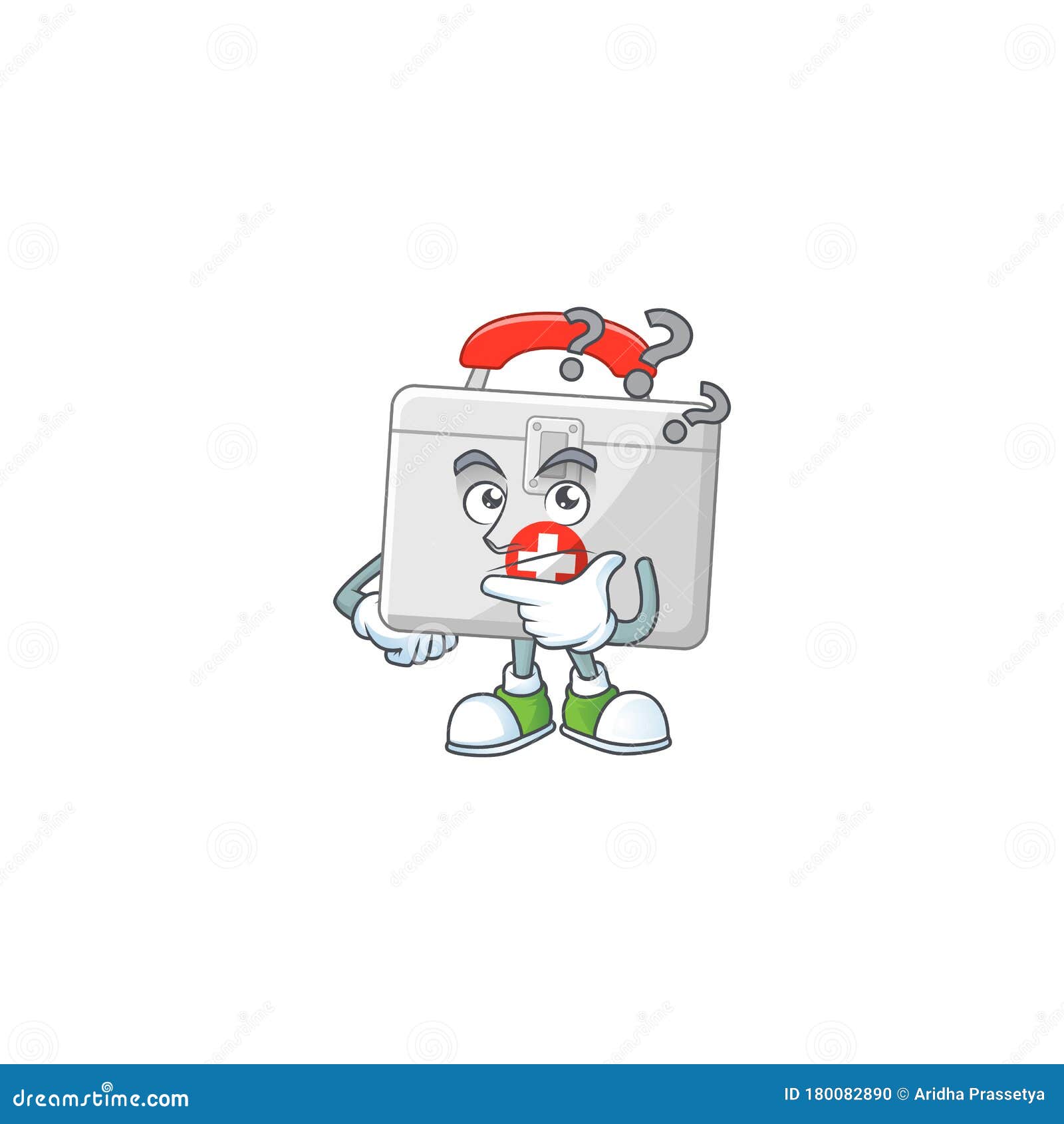 First Aid Kit Mascot Design Concept Having Confuse Gesture Stock Vector ...