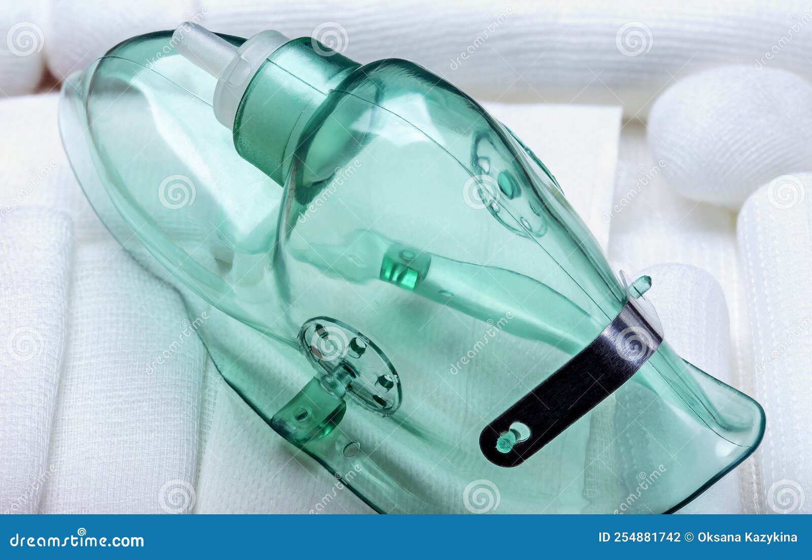 First Aid Kit with Medical Bandages and Oxygen Mask Stock Photo - Image ...