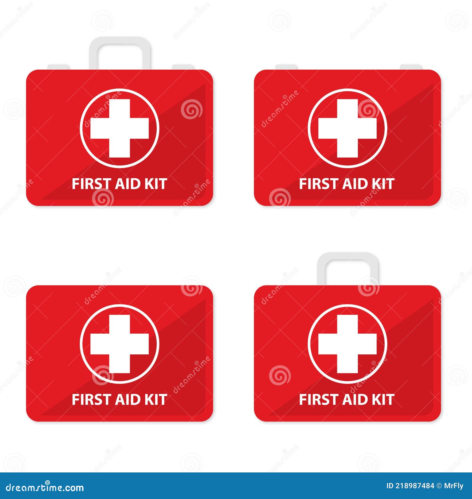 First Aid Kit Different Box and Briefcase Set, Minimalistic Vector ...