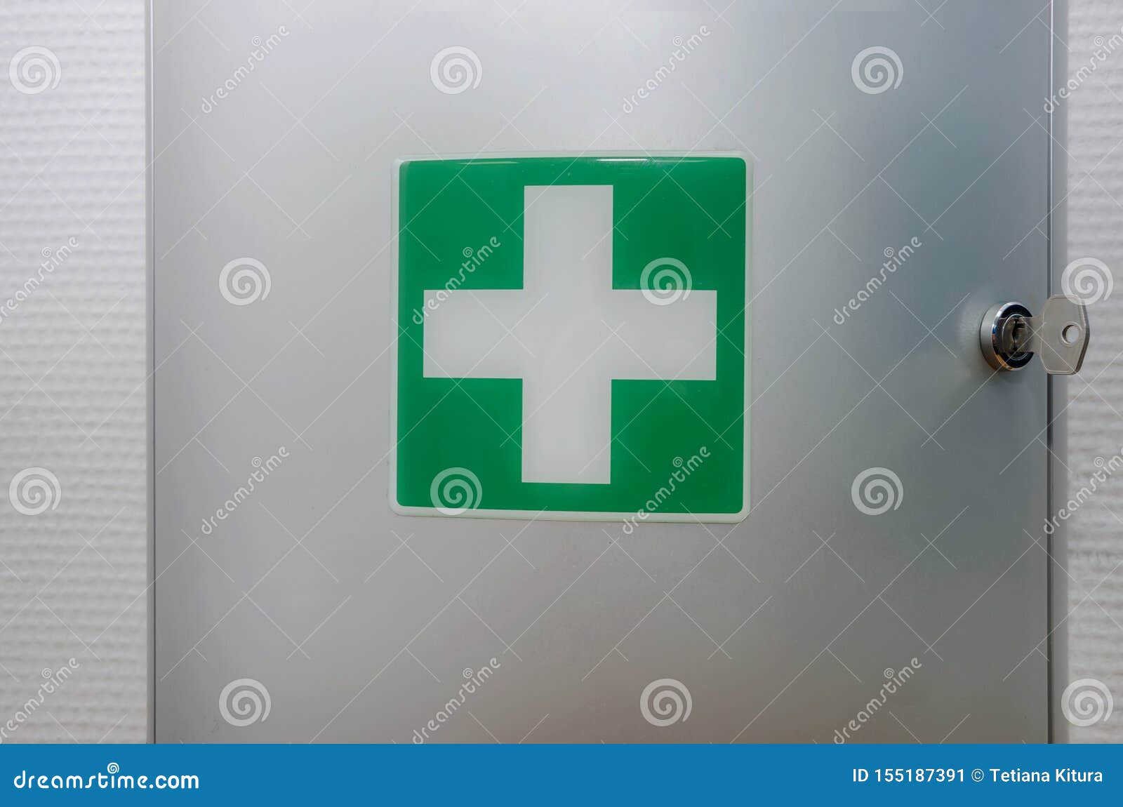 First-aid Kit in the Office on the Wall, Closeup. Stock Image - Image ...