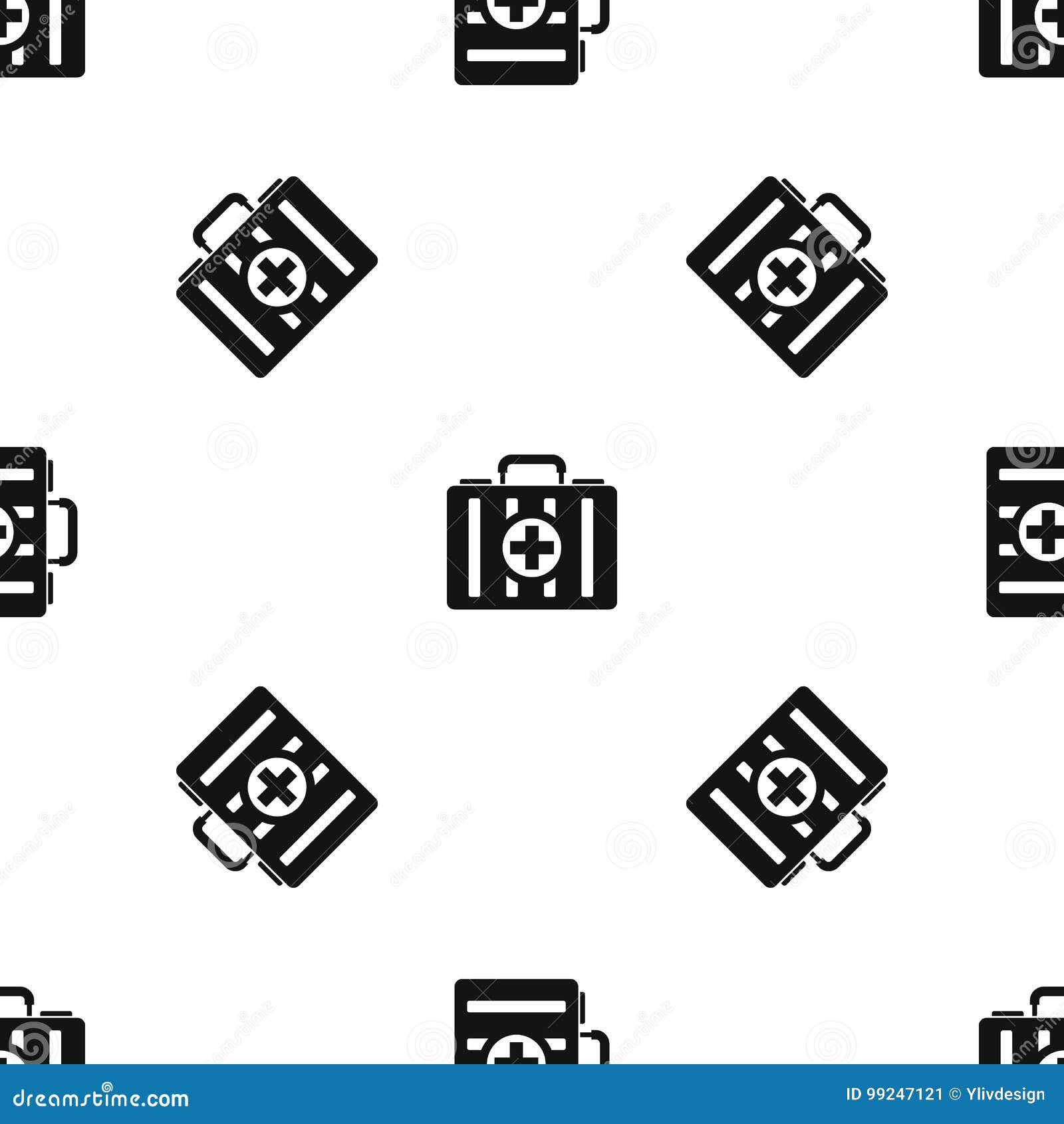 First Aid Kit Pattern Seamless Black Stock Vector - Illustration of ...