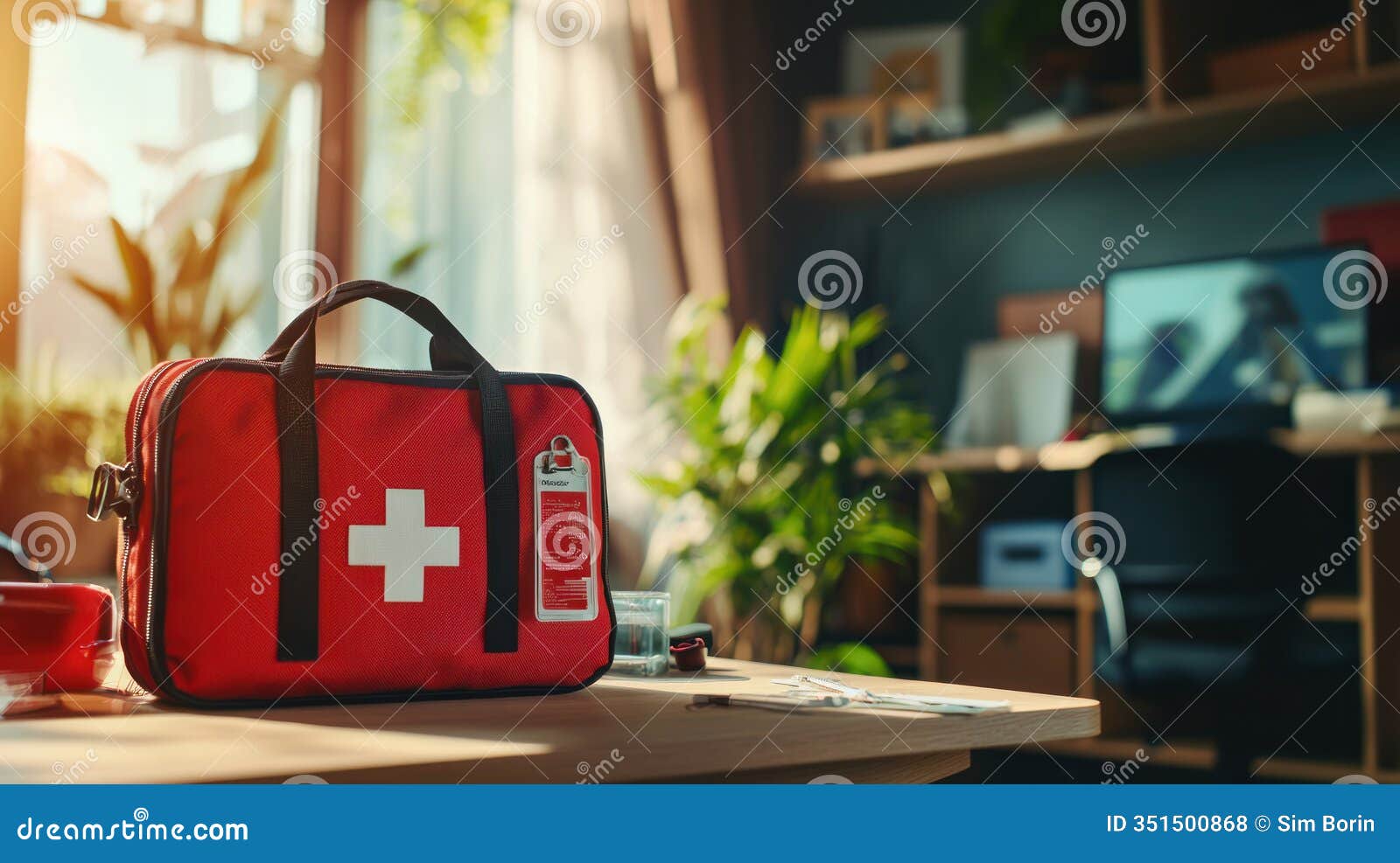 A First-aid Kit and Safety Instructions on a Workplace Stock ...