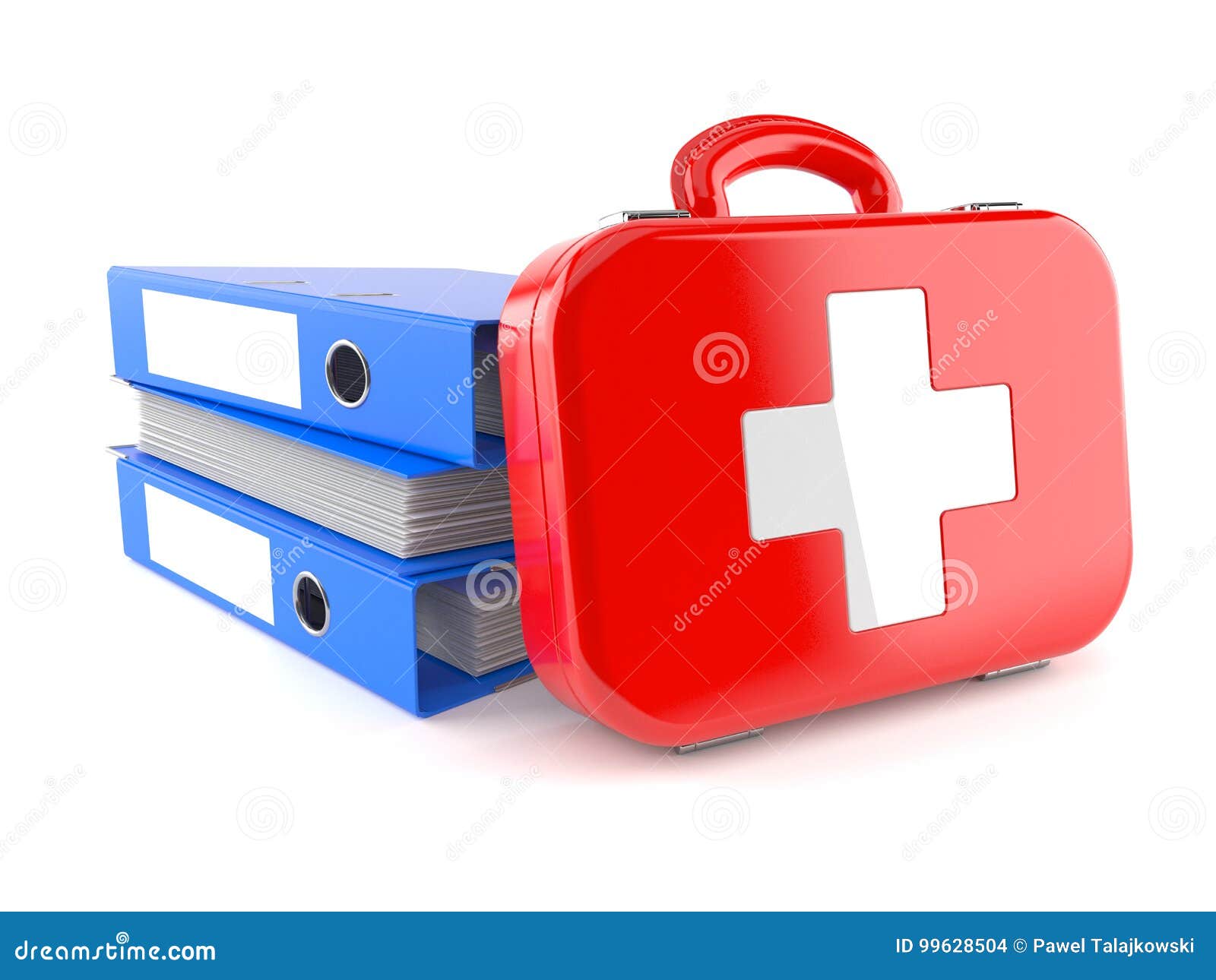 First Aid Kit with Stack of Ring Binders Stock Illustration ...