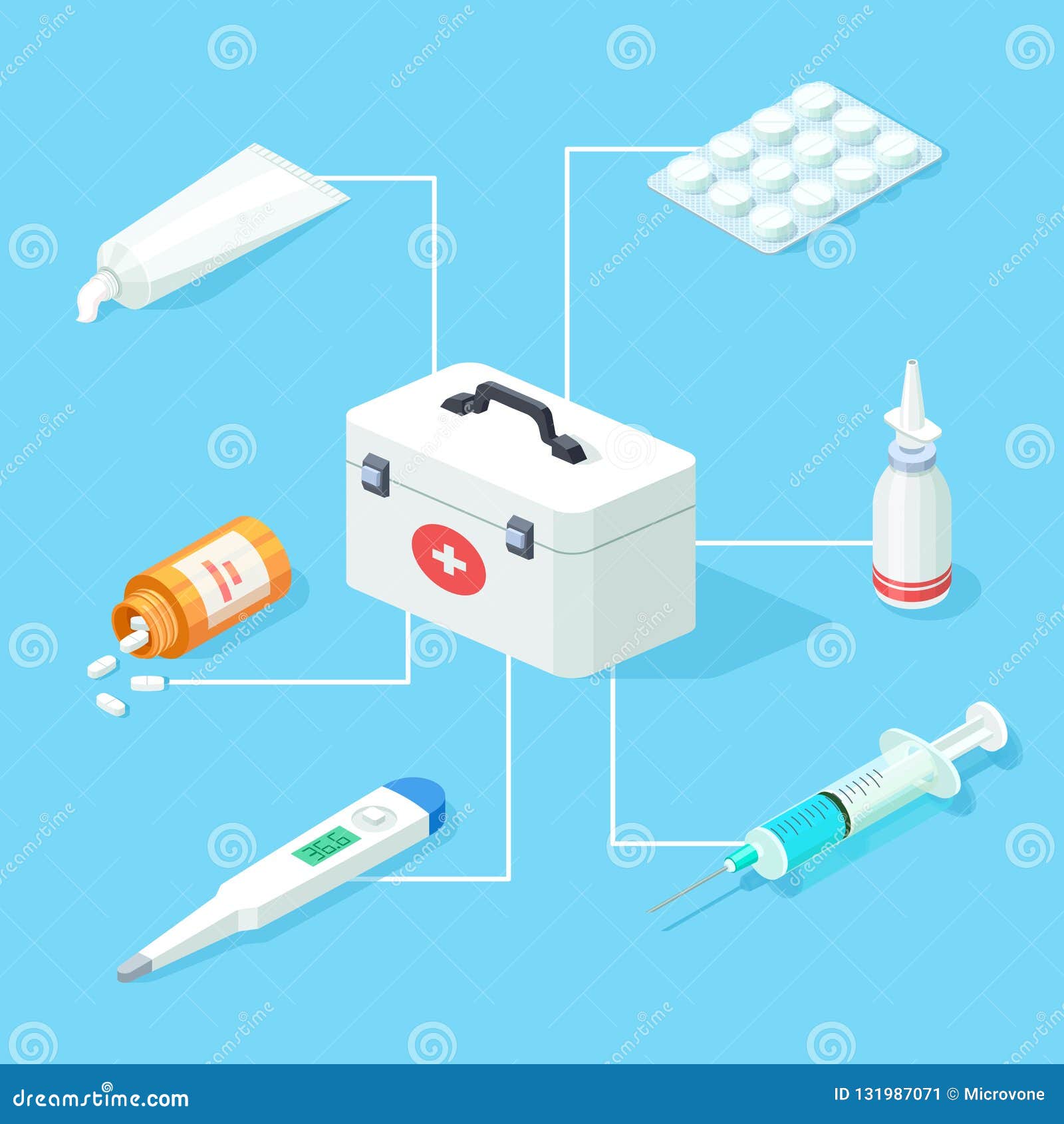 First Aid Kit Tools Vector Isometric Concept Stock Vector ...