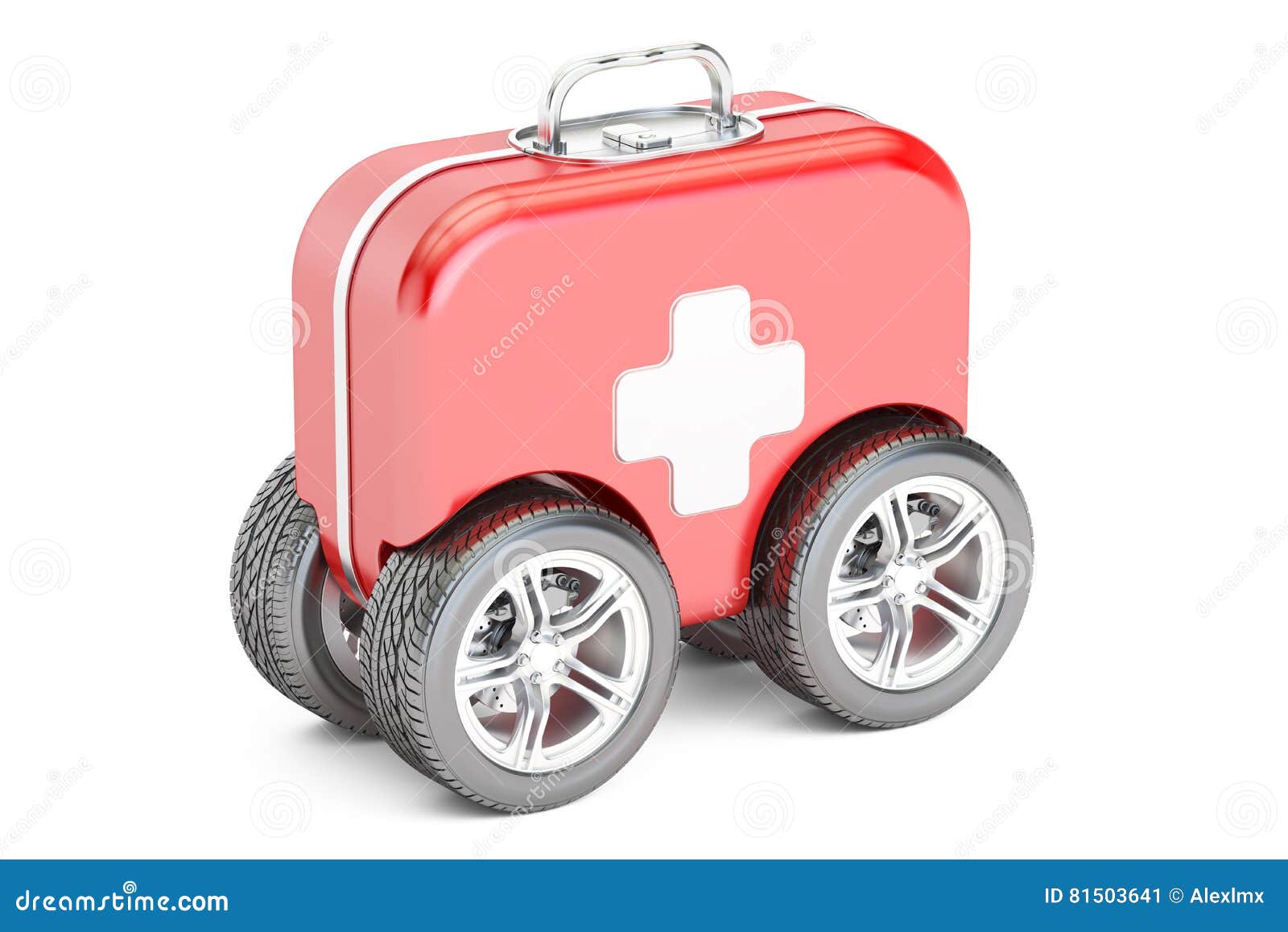 First Aid Kit on Wheels, 3D Rendering Stock Illustration - Illustration ...