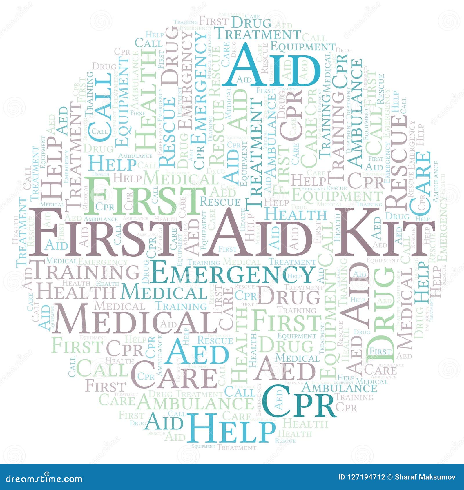 First Aid Kit Word Cloud, Made with Text only. Stock Illustration ...