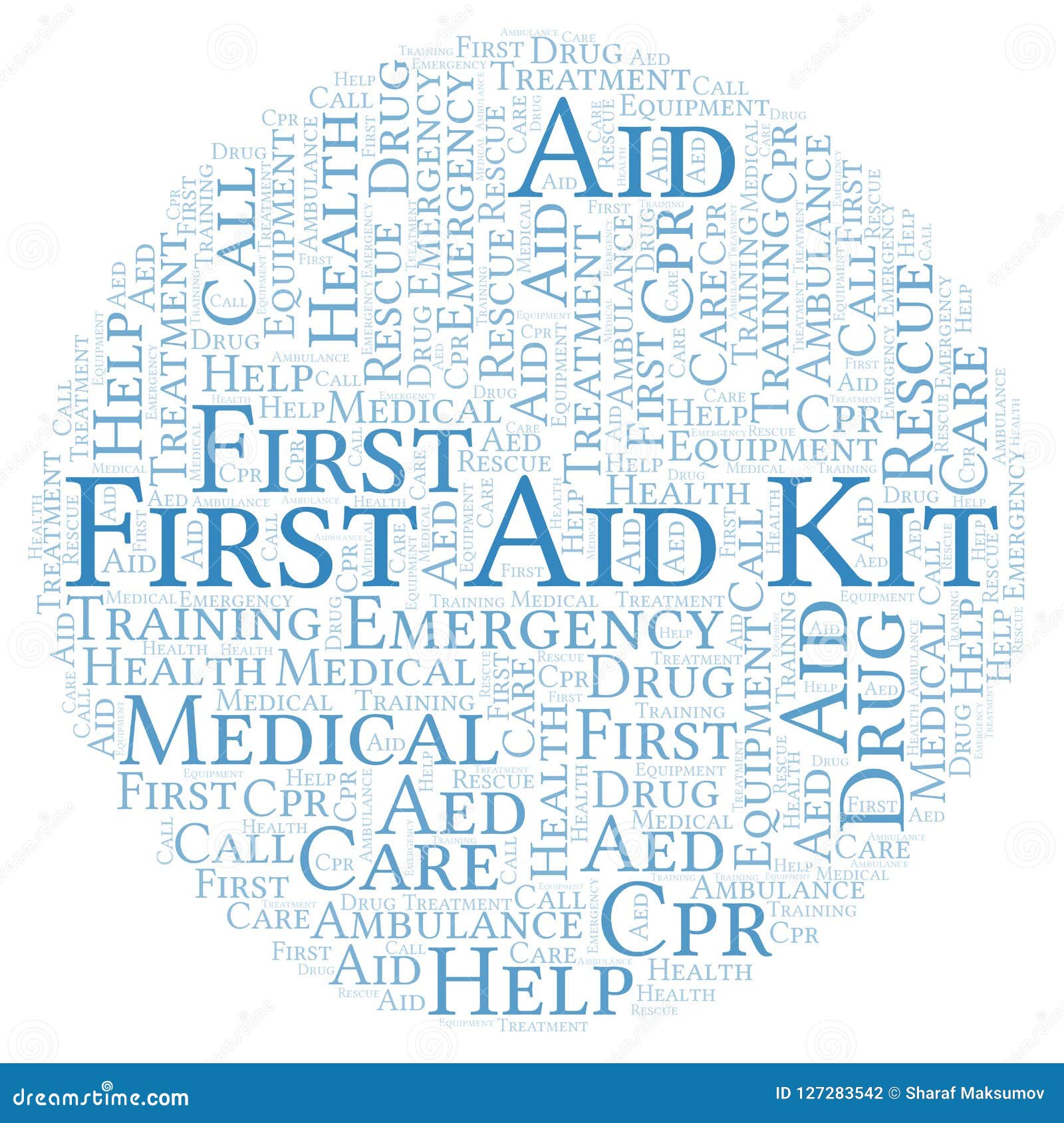 First Aid Kit Word Cloud, Made with Text only. Stock Illustration ...