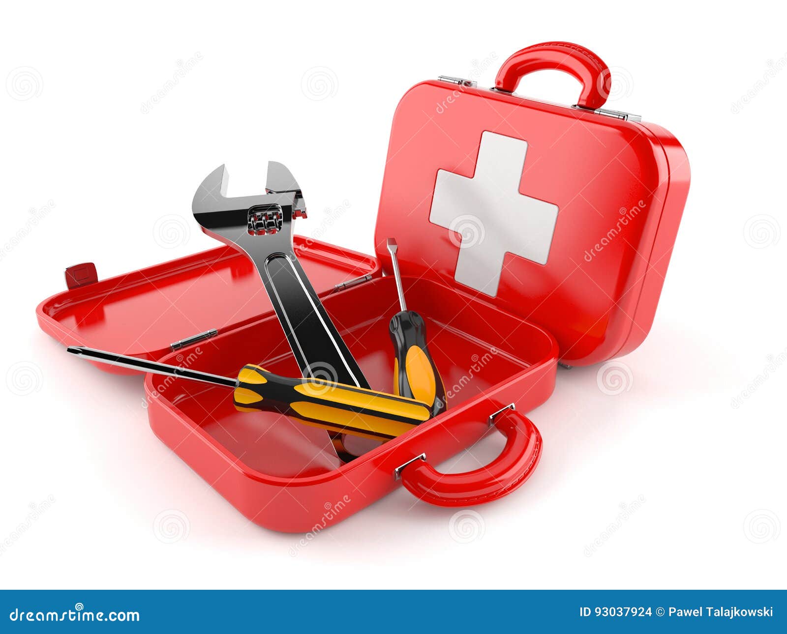 First Aid Kit with Work Tools Stock Illustration - Illustration of ...