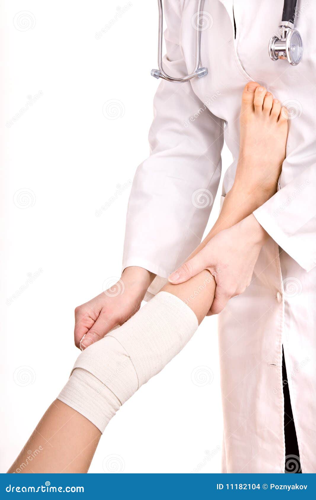 First aid at knee trauma. stock photo. Image of pain - 11182104