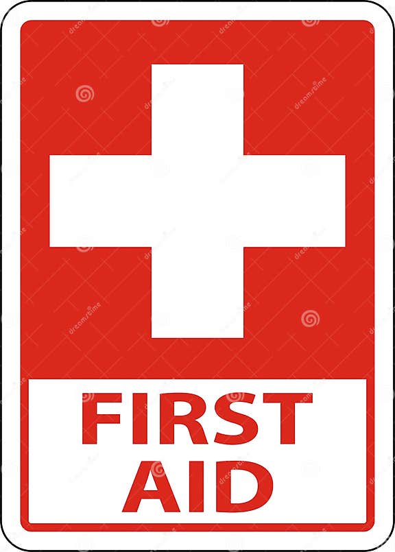First Aid Label Sign on White Background Stock Vector - Illustration of ...