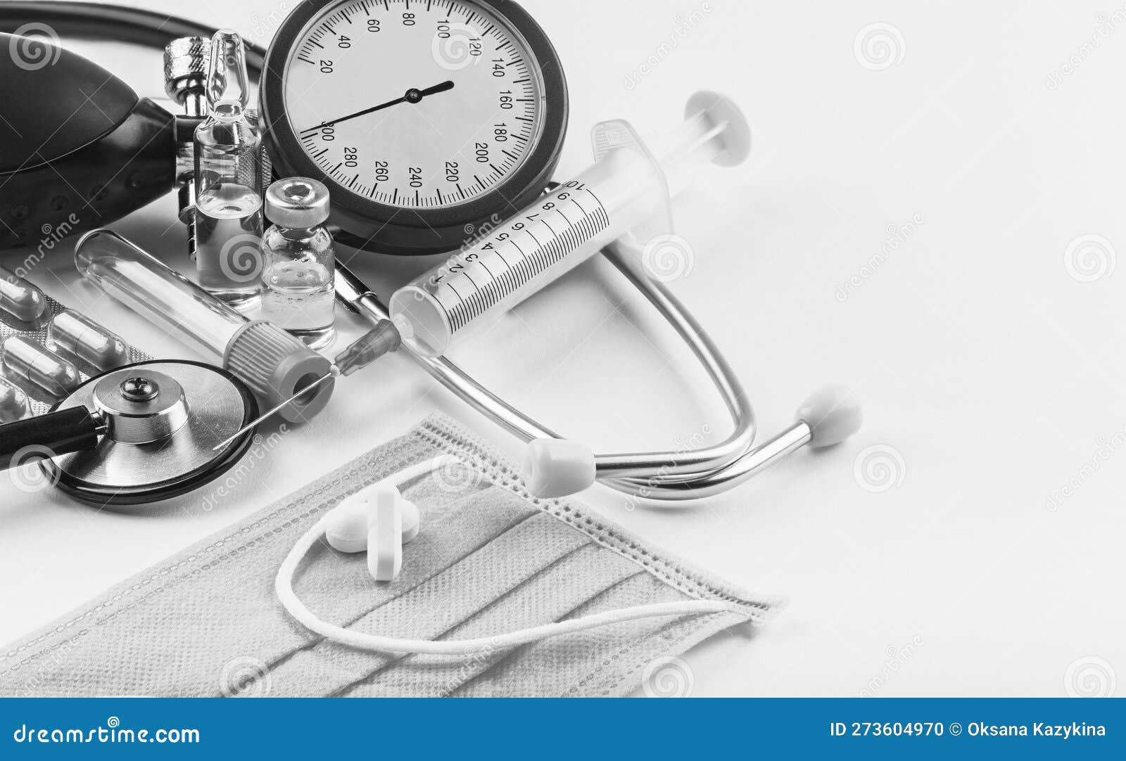 First Aid Medical Tools in Monochrome Style Stock Photo - Image of ...