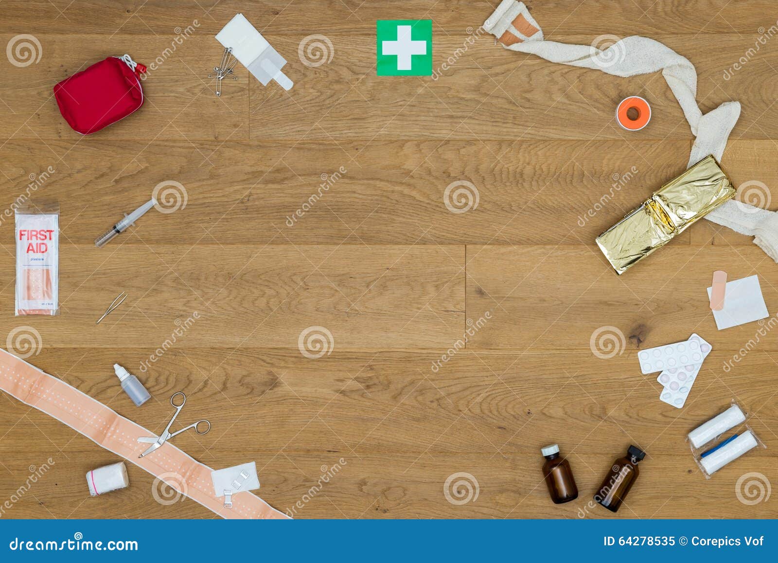First Aid Medical Tools on Table Stock Image - Image of remedy ...