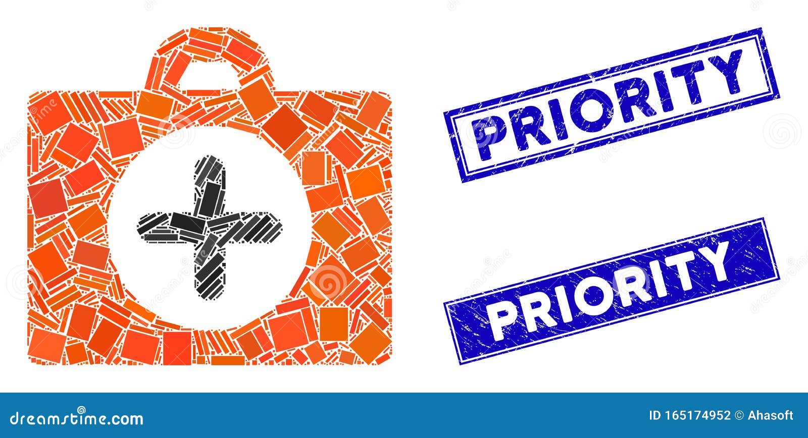 First Aid Mosaic and Distress Rectangle Priority Stamp Seals Stock ...