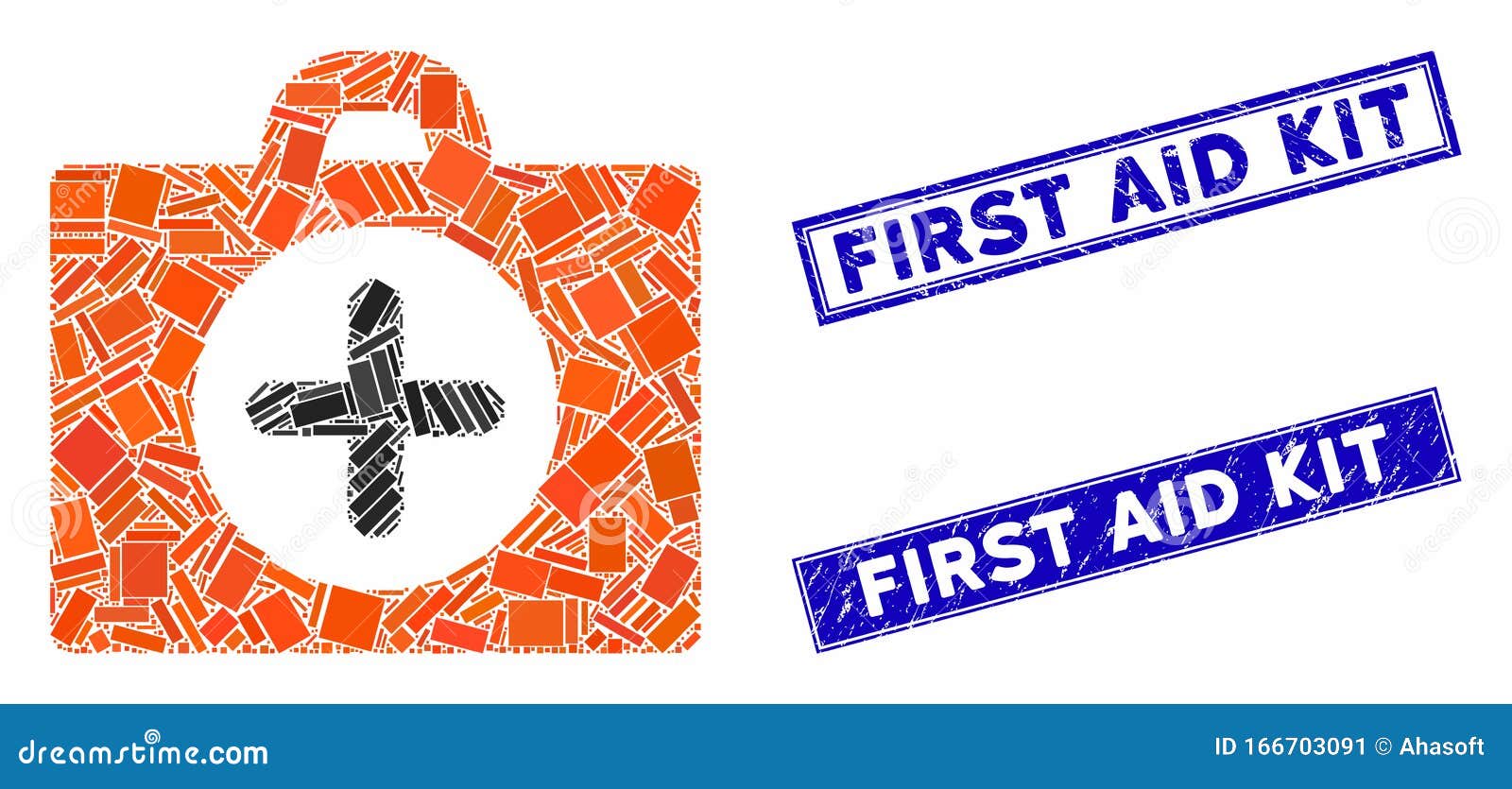 First Aid Mosaic and Scratched Rectangle Stamp Seals Stock Illustration ...