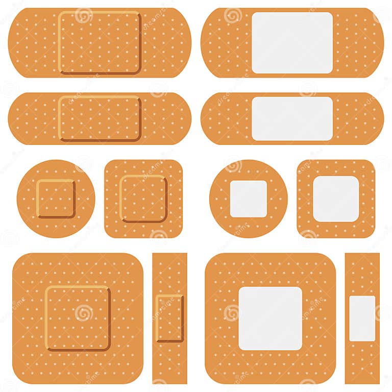 First Aid Plasters Collection Stock Vector - Illustration of emergency ...