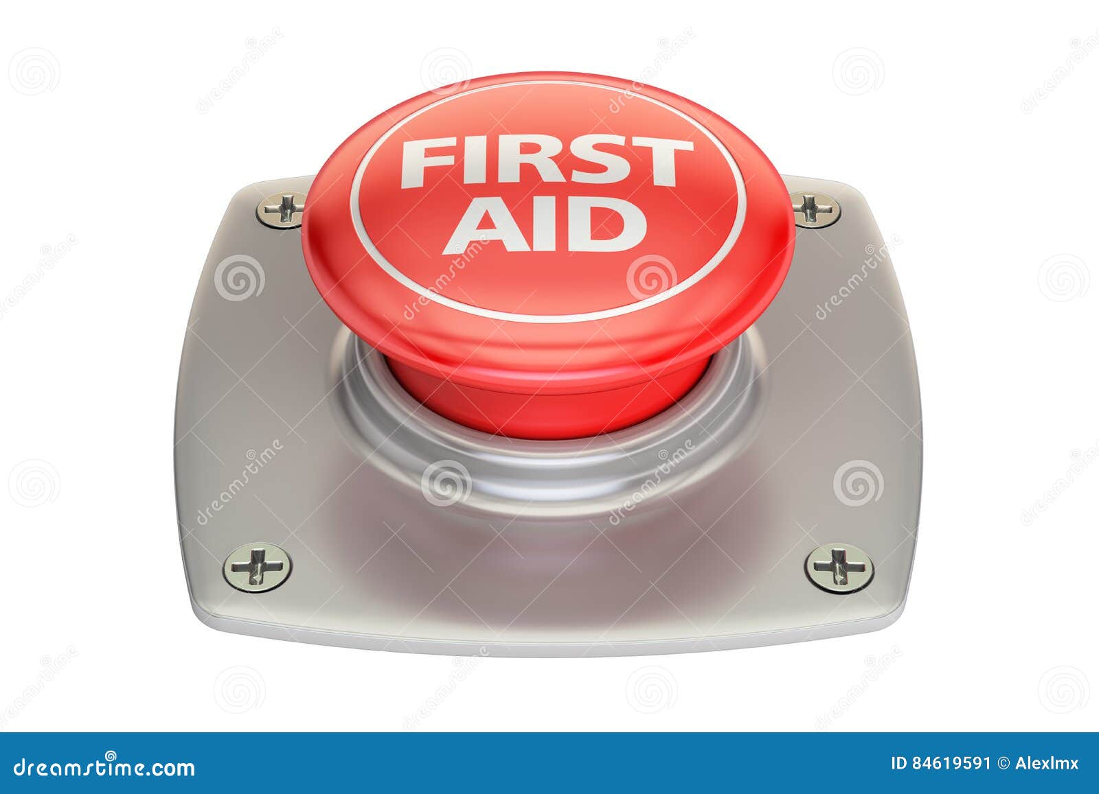 First Aid Red Button, 3D Rendering Stock Illustration - Illustration of ...