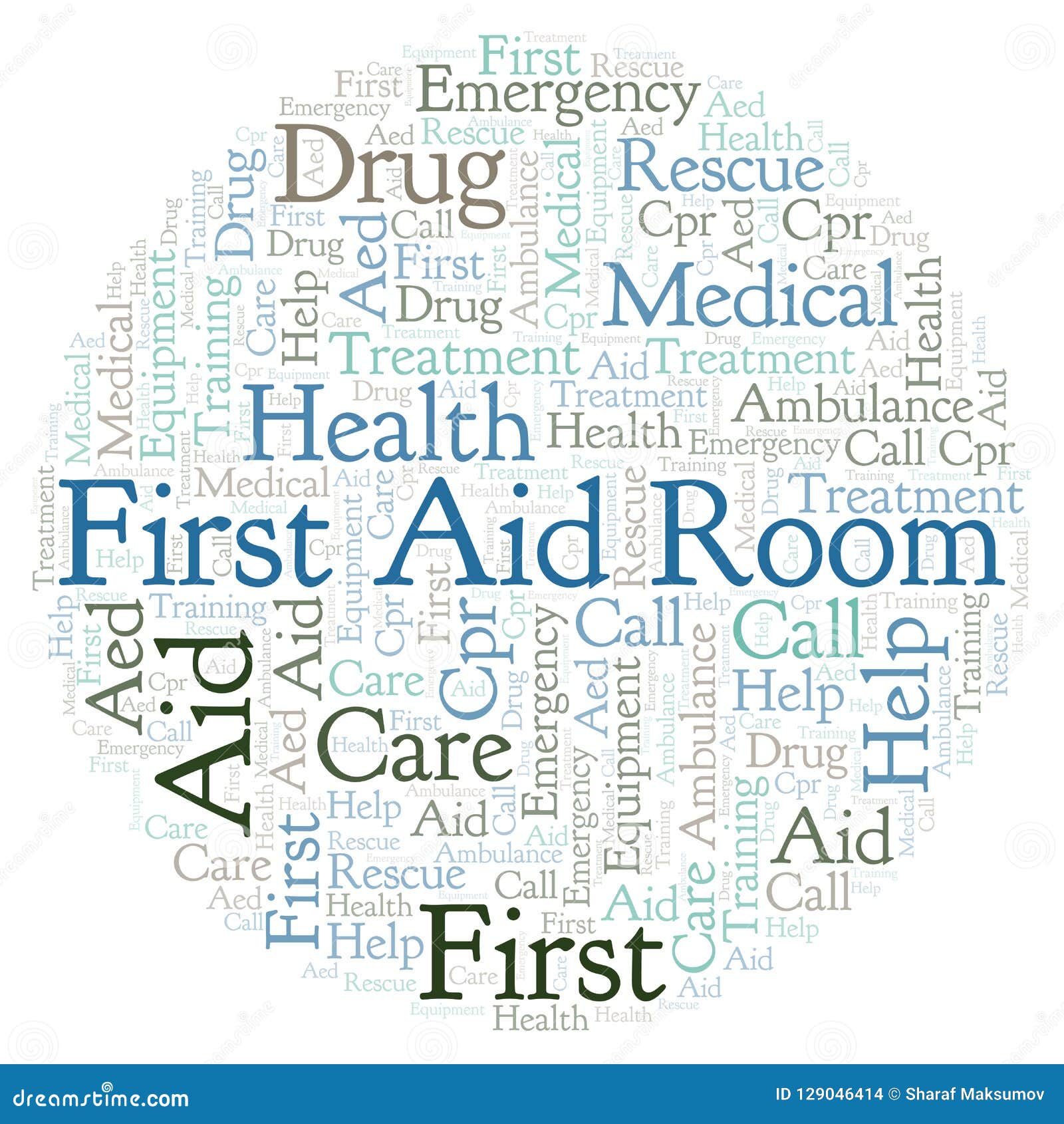 First Aid Room Word Cloud, Made with Text only. Stock Illustration ...