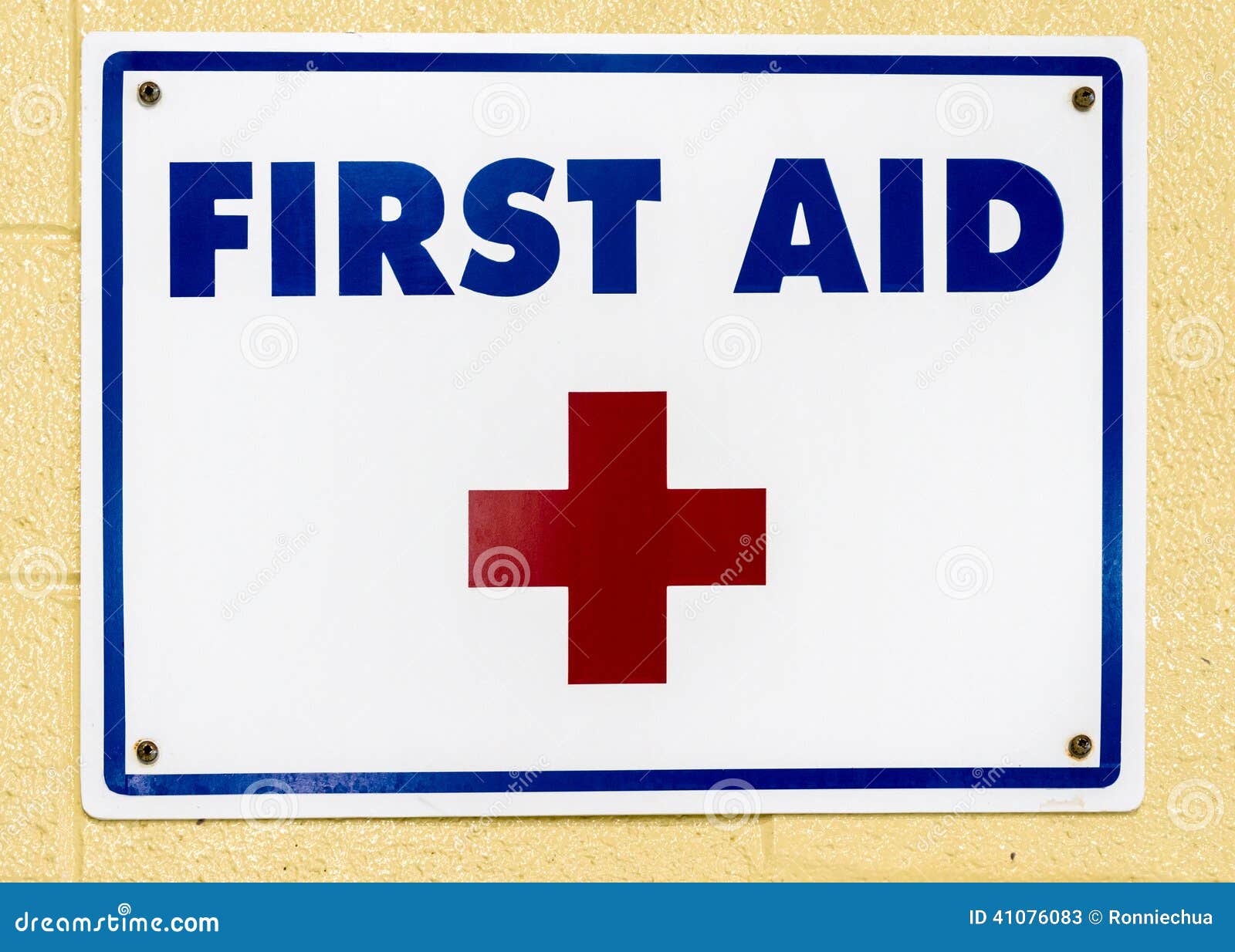 First Aid Sign on Wall editorial stock photo. Image of recovery - 41076083