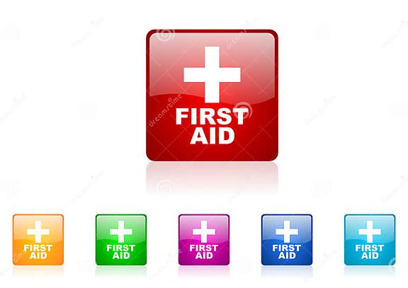 First Aid Square Web Glossy Icon Stock Illustration - Illustration of ...