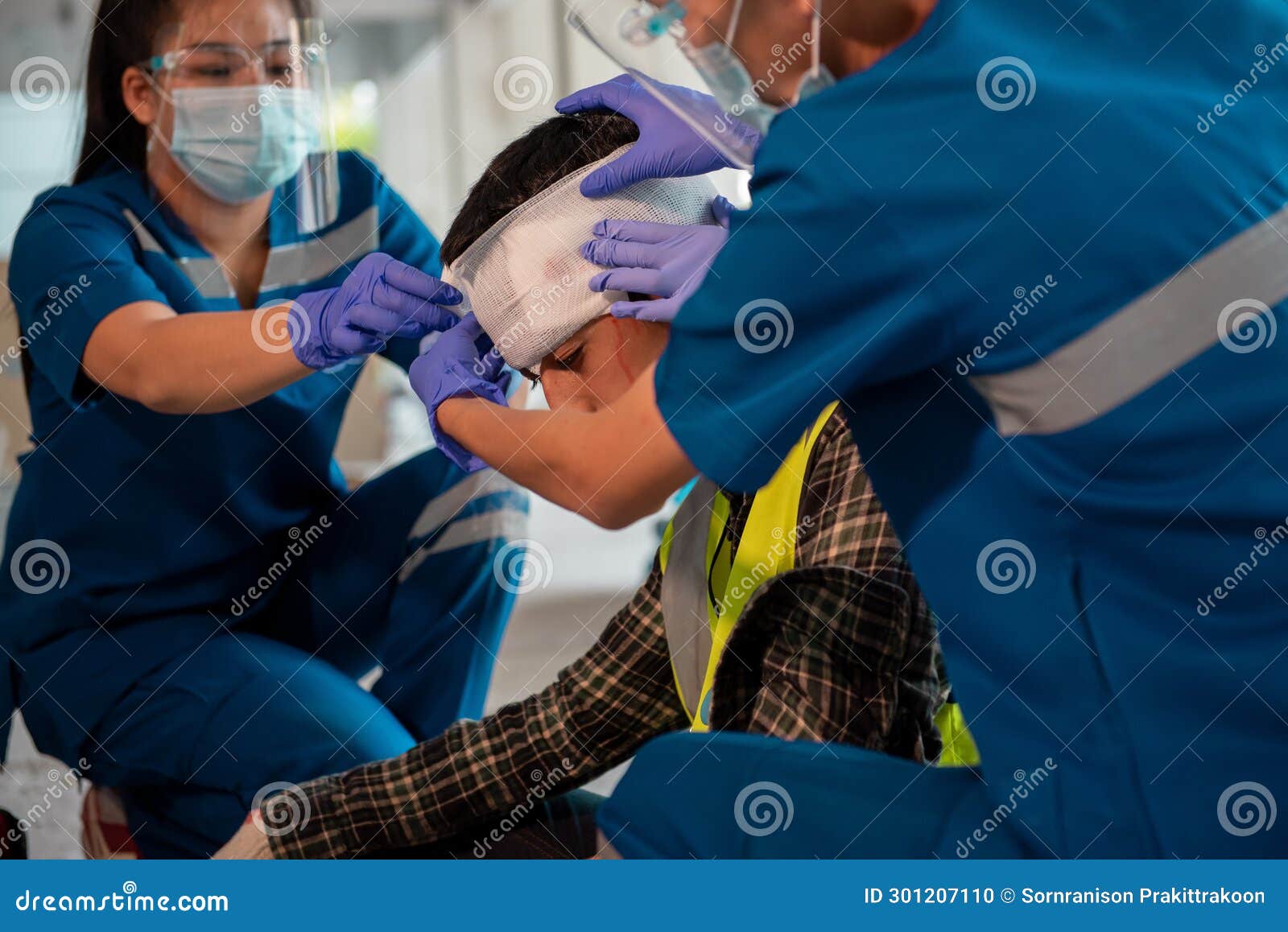 First Aid Team Helped with a Worker Accident on Construction Site ...