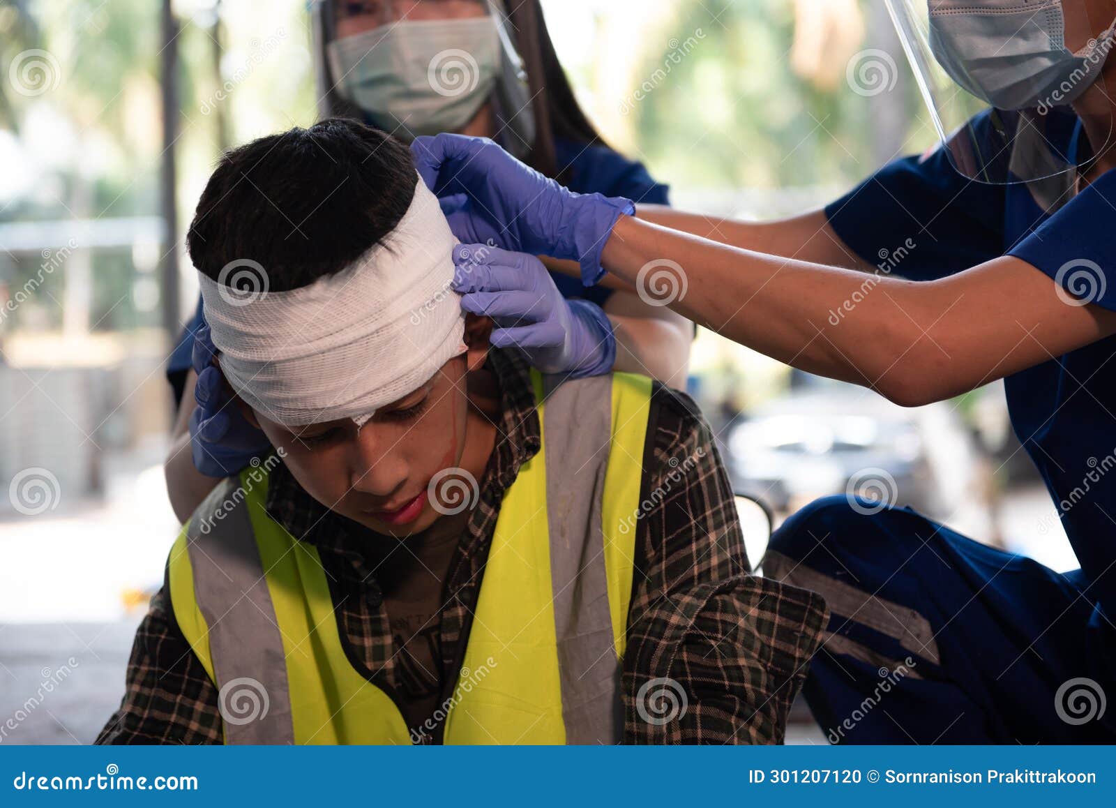 First Aid Team Helped with a Worker Accident on Construction Site ...