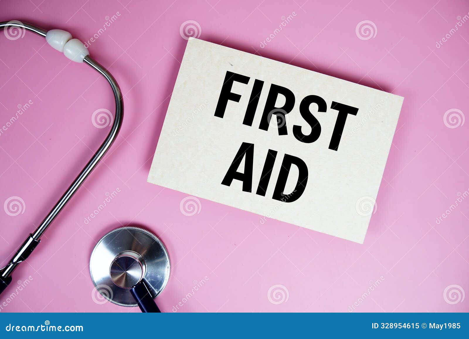 First AID Text with Stethoscope on Pink Background, Healthy and ...