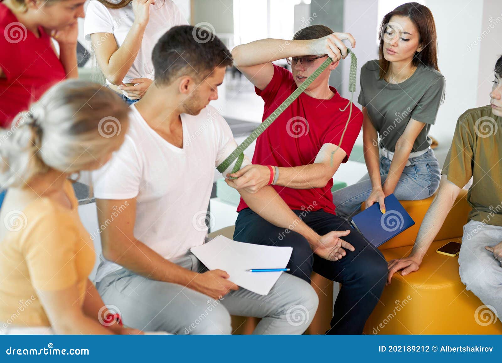 At First Aid Training Classroom, Group of Students are Learning To ...