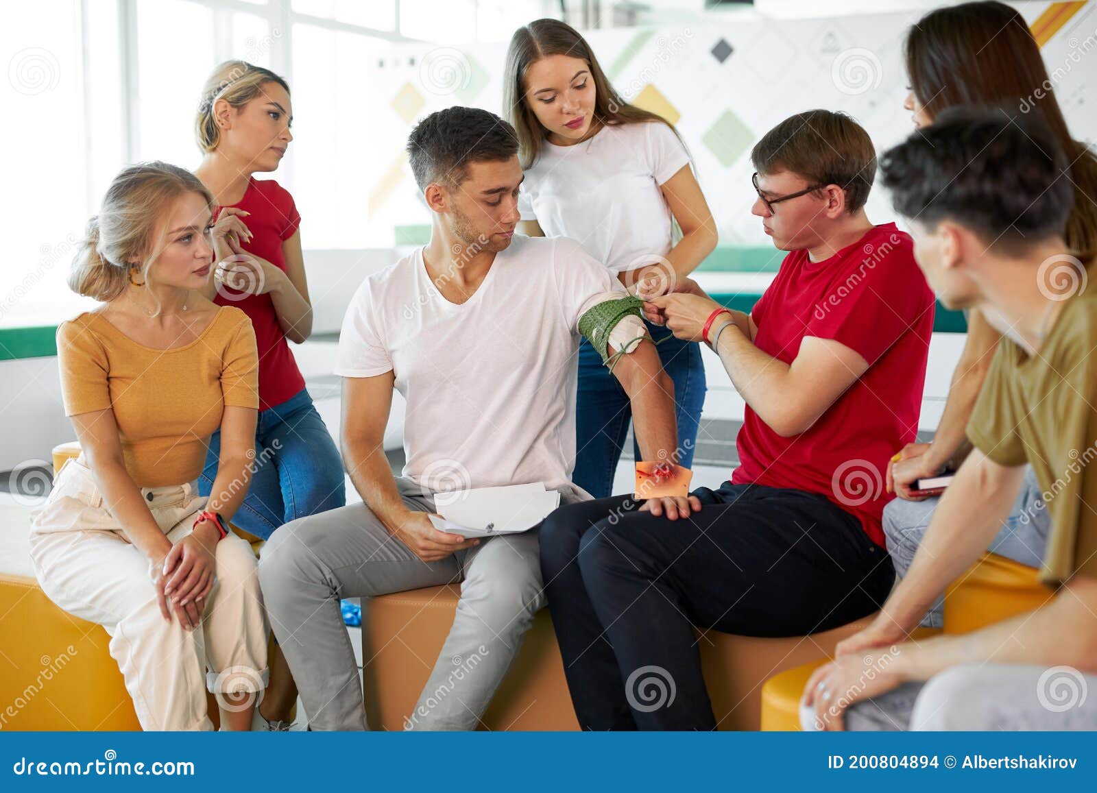 At First Aid Training Classroom, Group of Students are Learning To ...