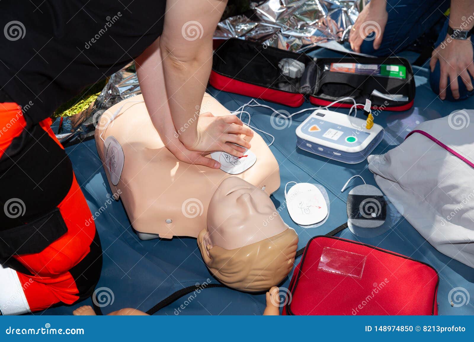 Training Resuscitation On Child Dummy Royalty-Free Stock Photography ...
