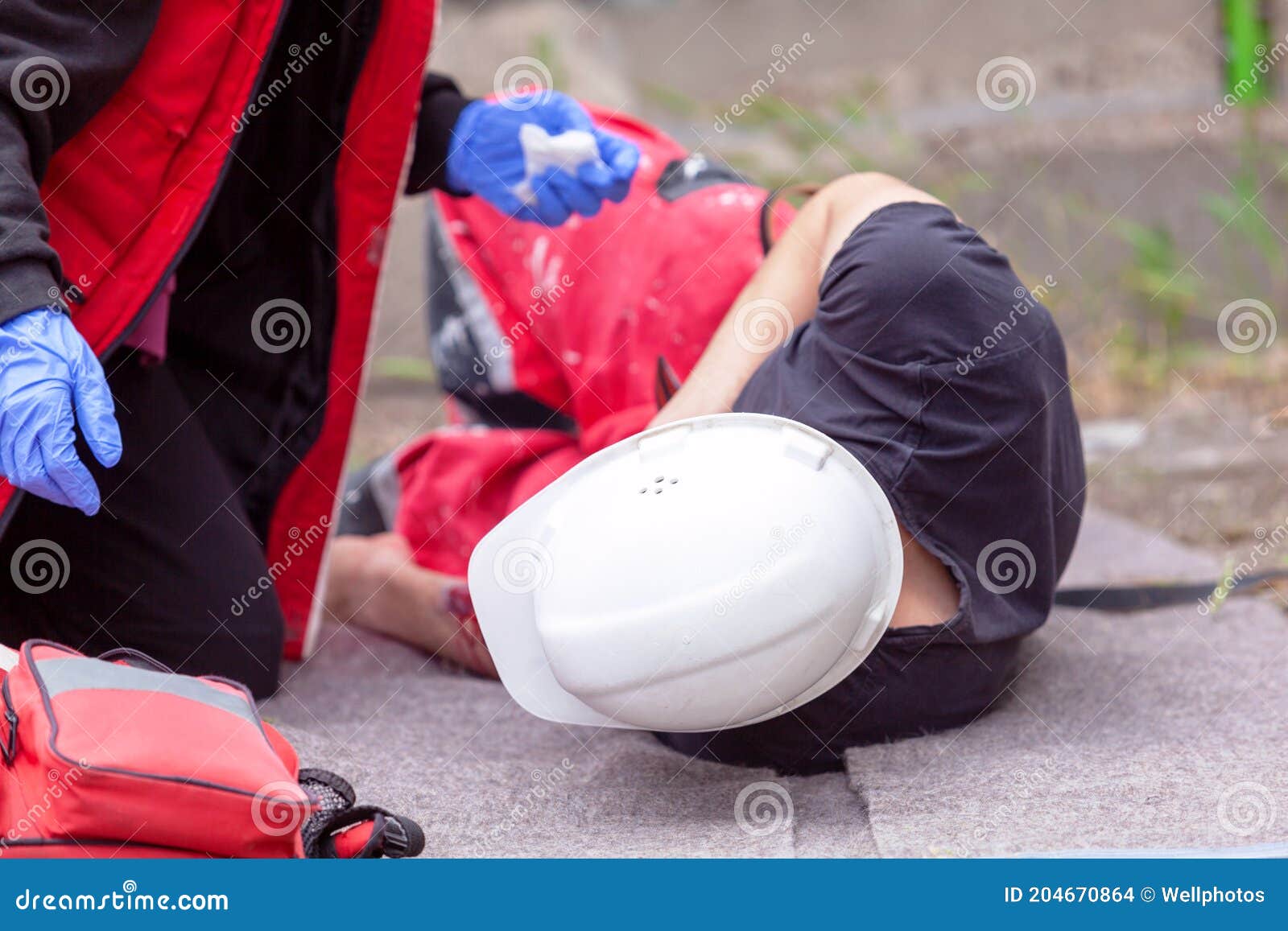 First Aid after Workplace or Accident on Work at Construction Site ...