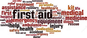 First aid word cloud stock vector. Illustration of relief - 189421428