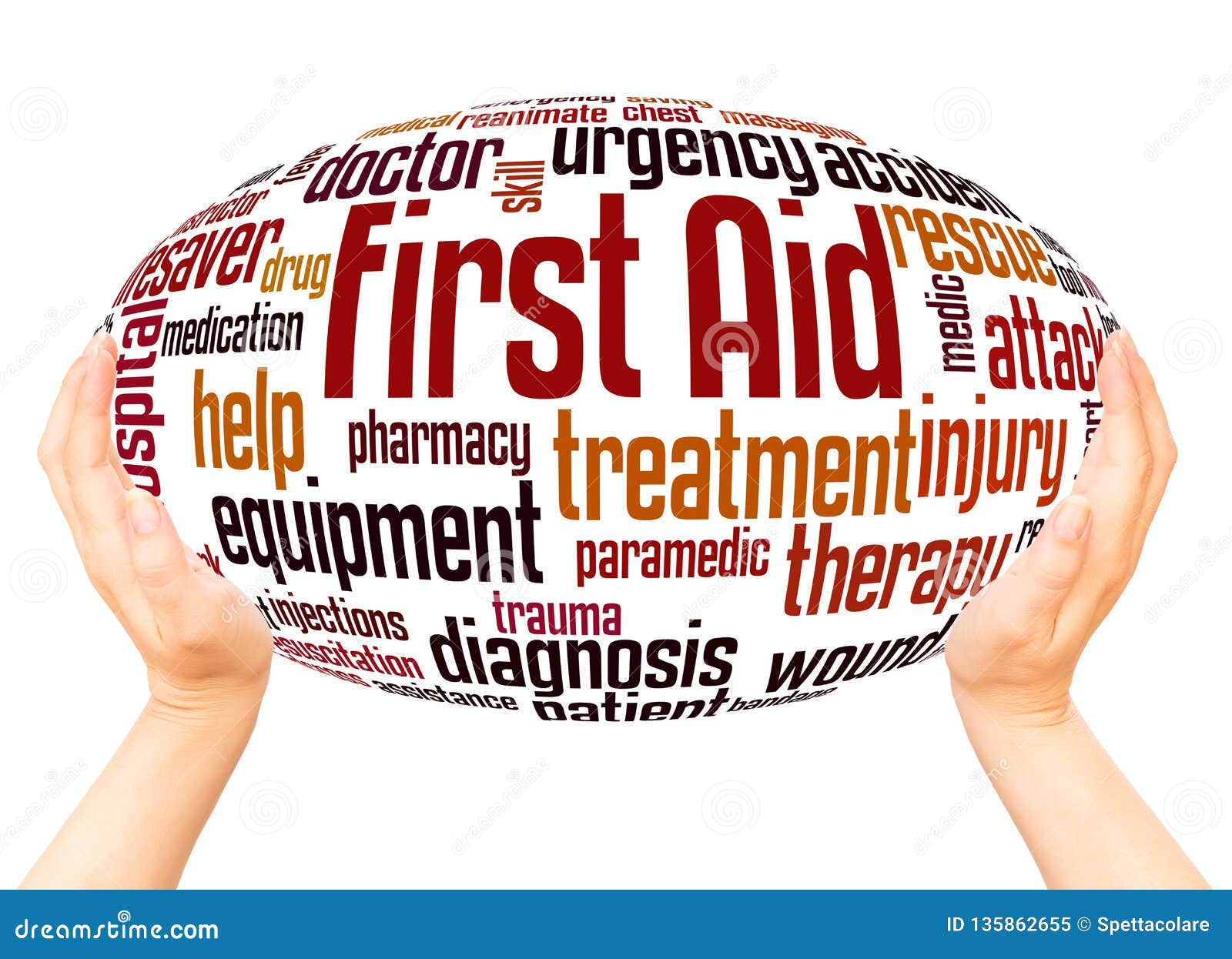 First Aid Word Cloud Hand Sphere Concept Stock Image - Image of ...