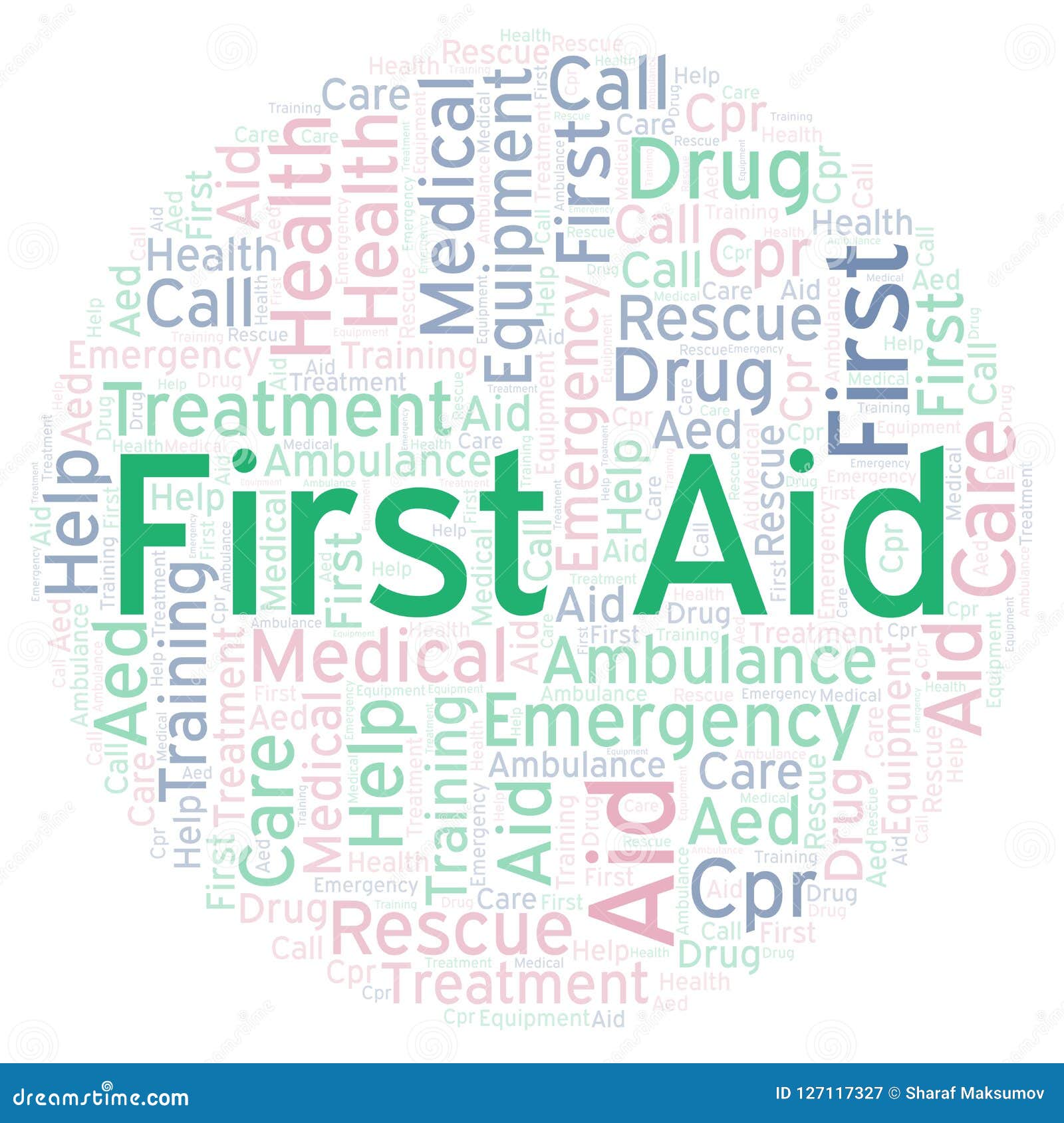 First Aid Word Cloud, Made with Text only. Stock Illustration ...