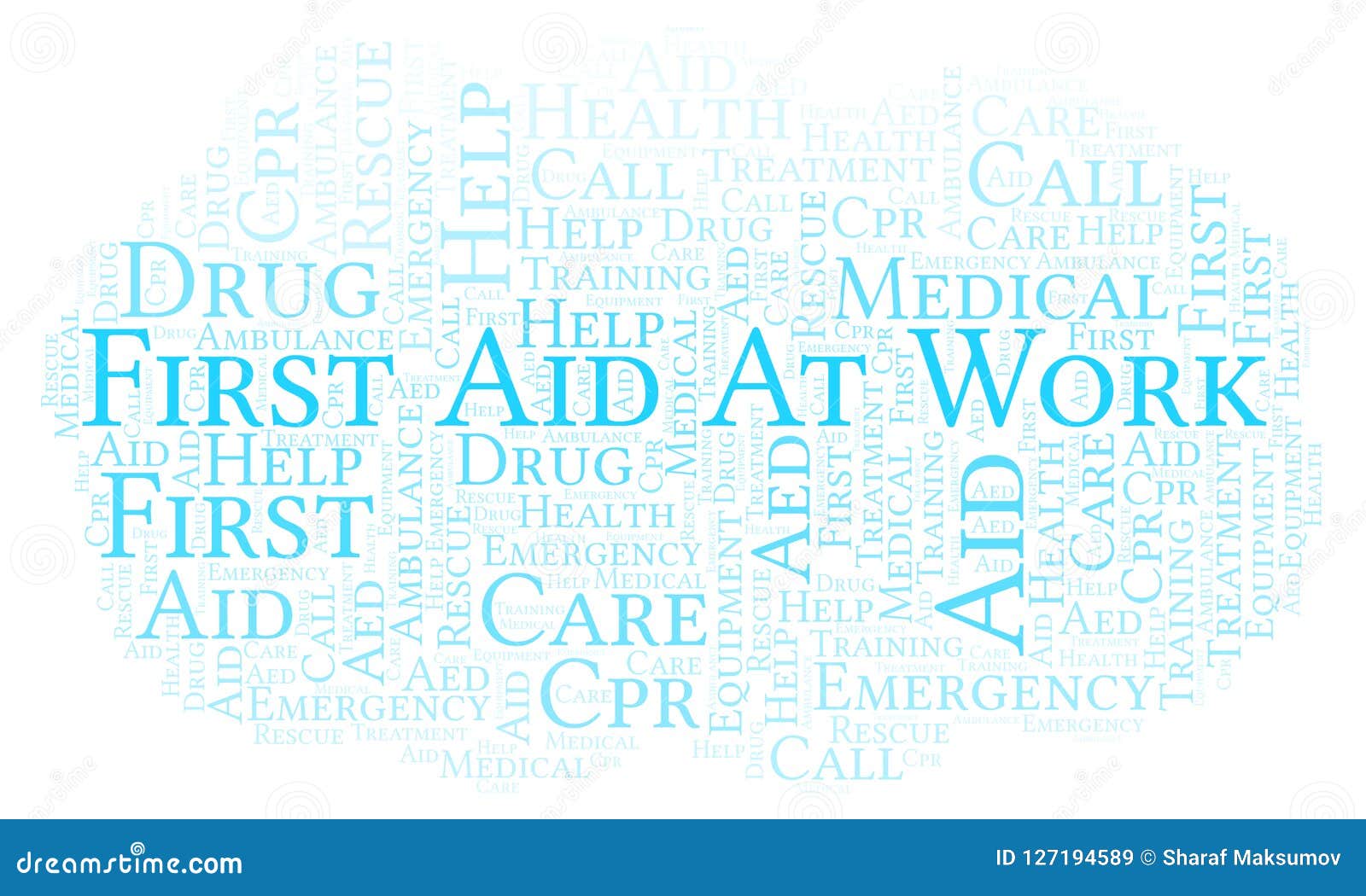First Aid at Work Word Cloud, Made with Text only. Stock Illustration ...