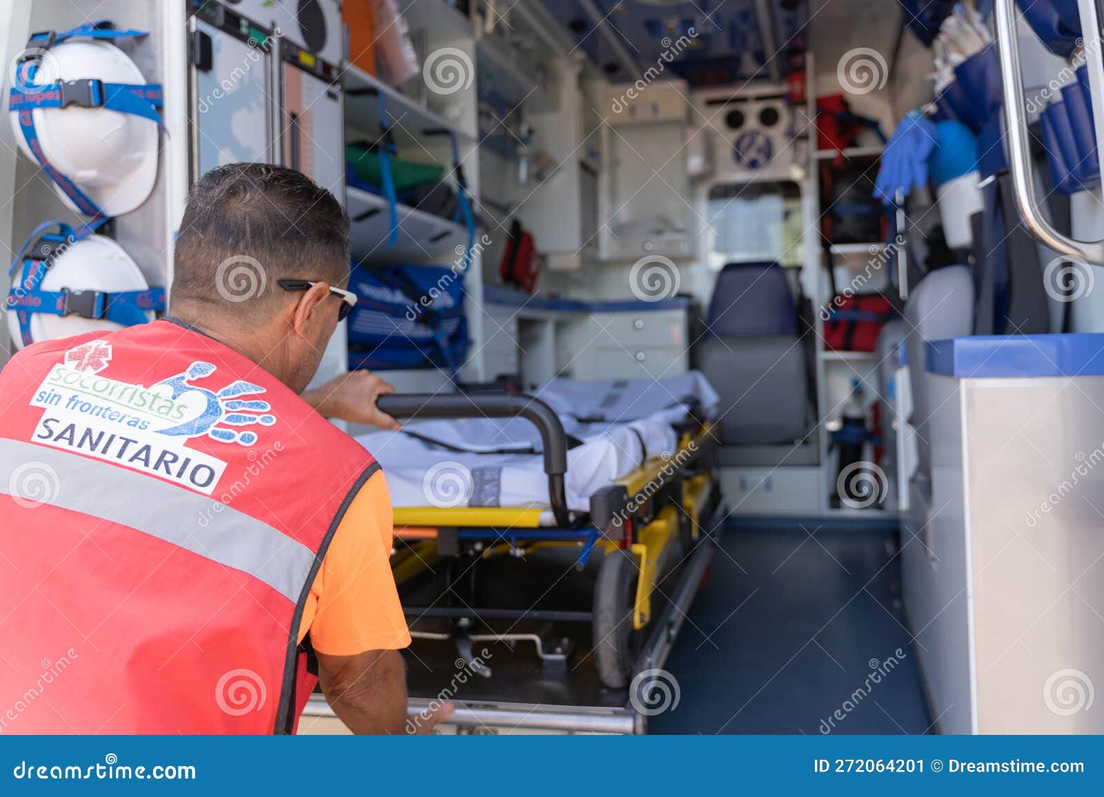 First Aid Worker Working on an Ambulance Stock Image - Image of rescue ...